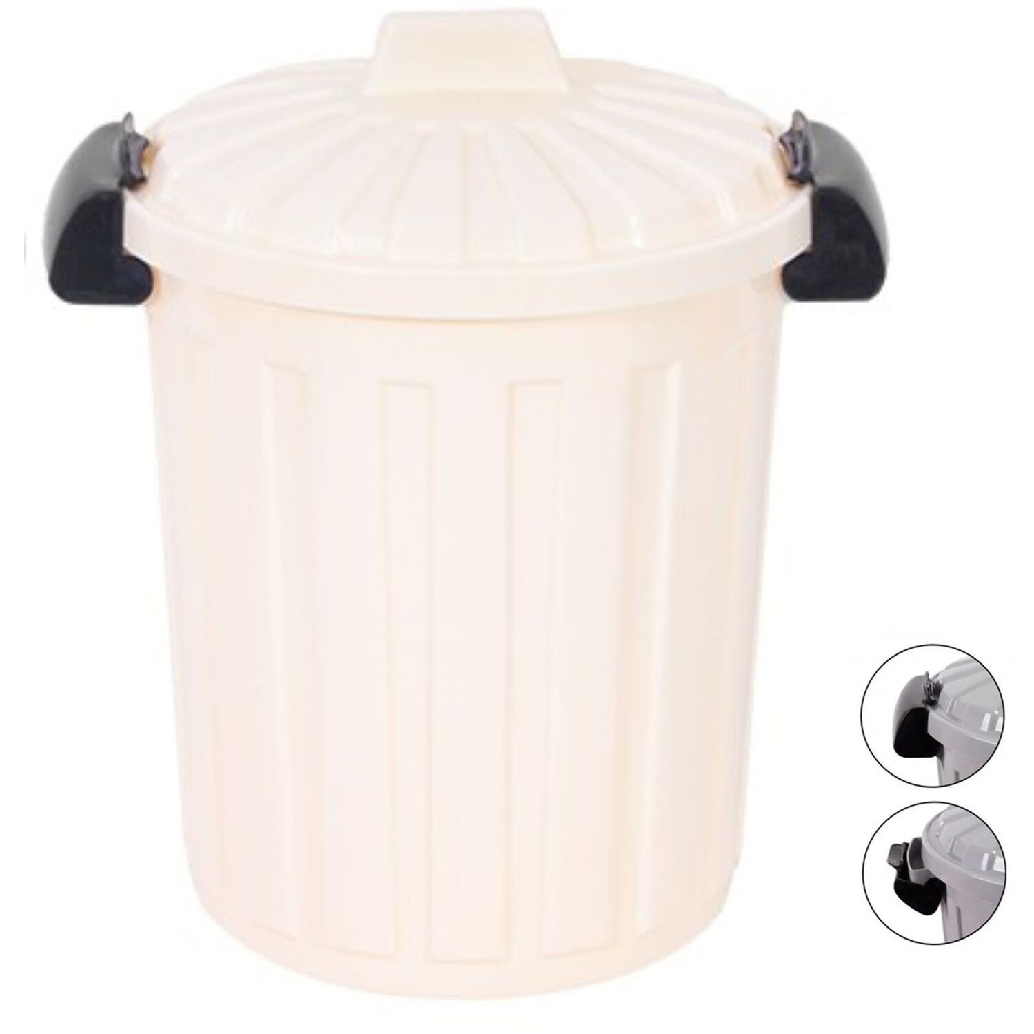 Cream Clip Top Storage Bin 25L Medium Waste Paper Bin Toy Storage Pet ...