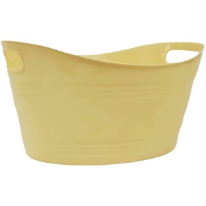 Small Yellow Plastic Ice Bucket With Handle Drink Cooler Tub Party
