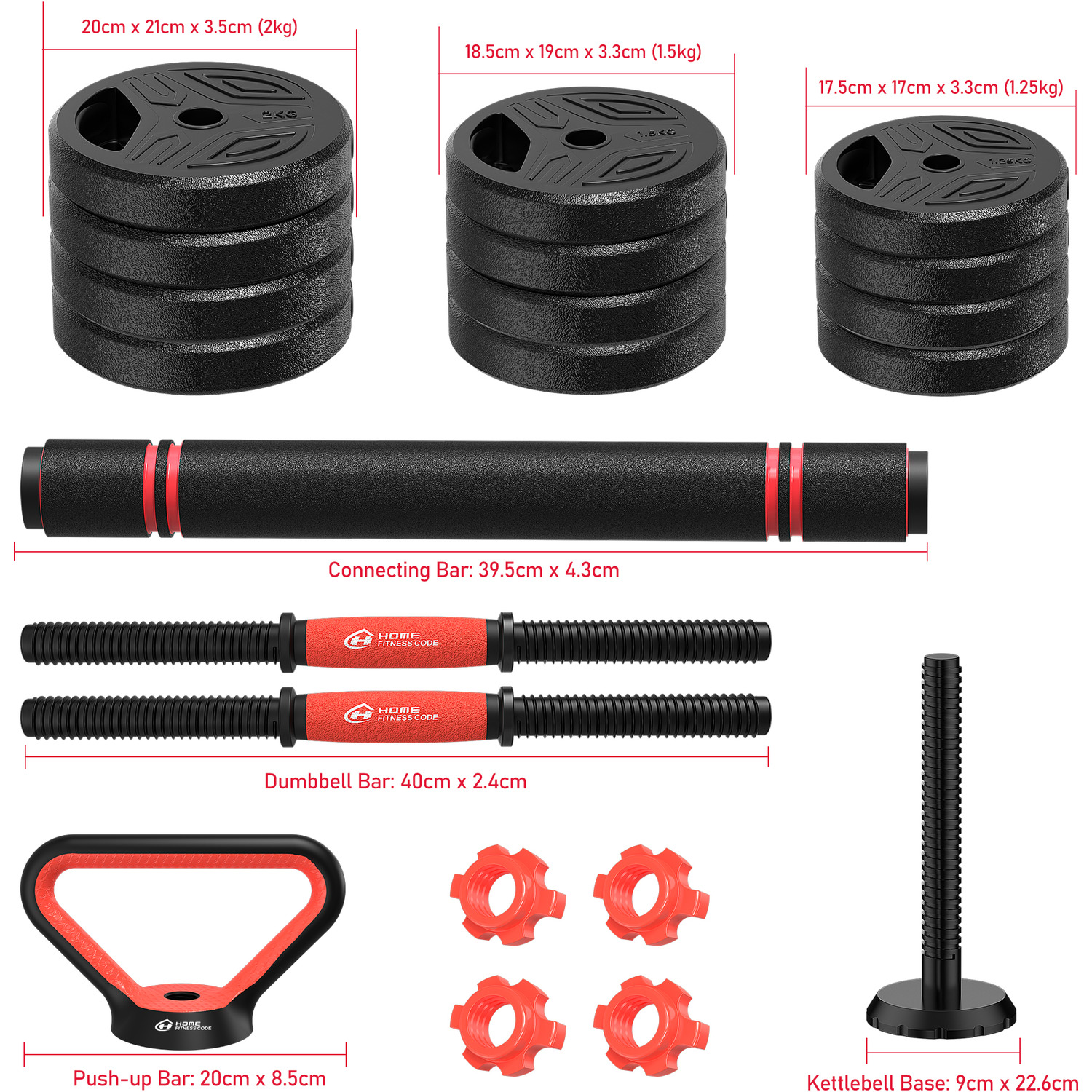 20kg Home Fitness Adjustable Weights Dumbbells Set