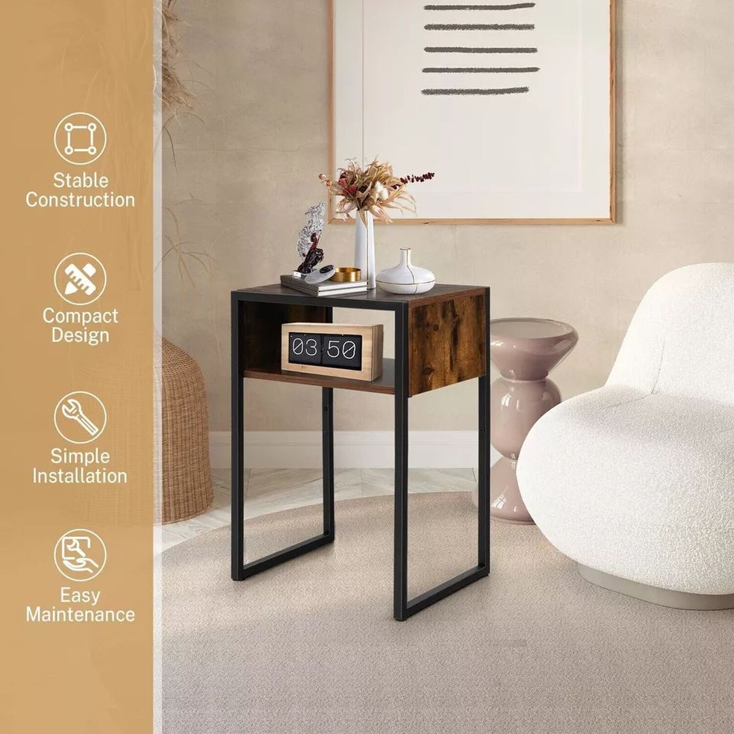 Open Shelf Bedside Table