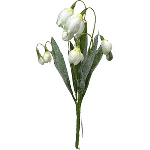 Artificial Snowdrop Flower Spray With Snow
