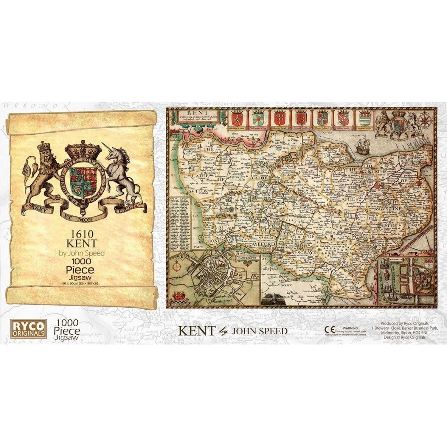 Kent Historical Map 1000 Piece Jigsaw Puzzle (1610)