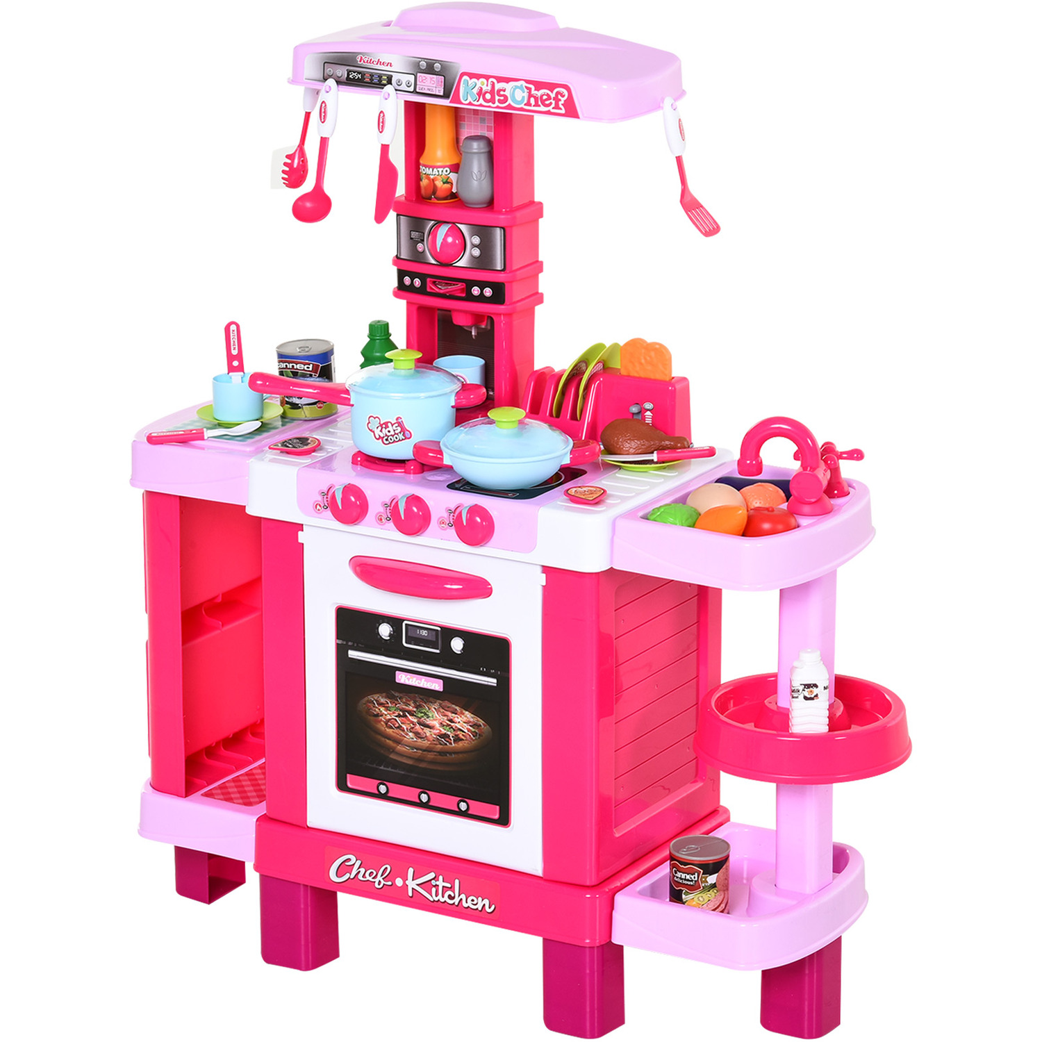 38 Pcs Kids Children Kitchen Play Set Realistic Sounds Lights Food ...