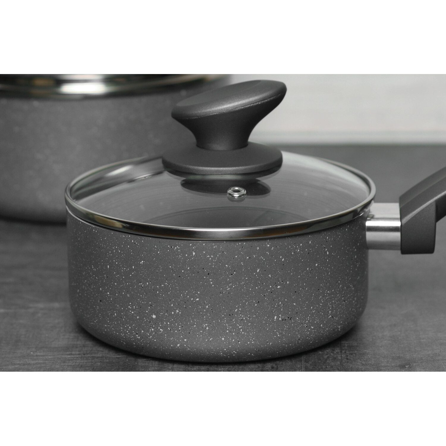 Set of Three Marble Effect Non-Stick Pans