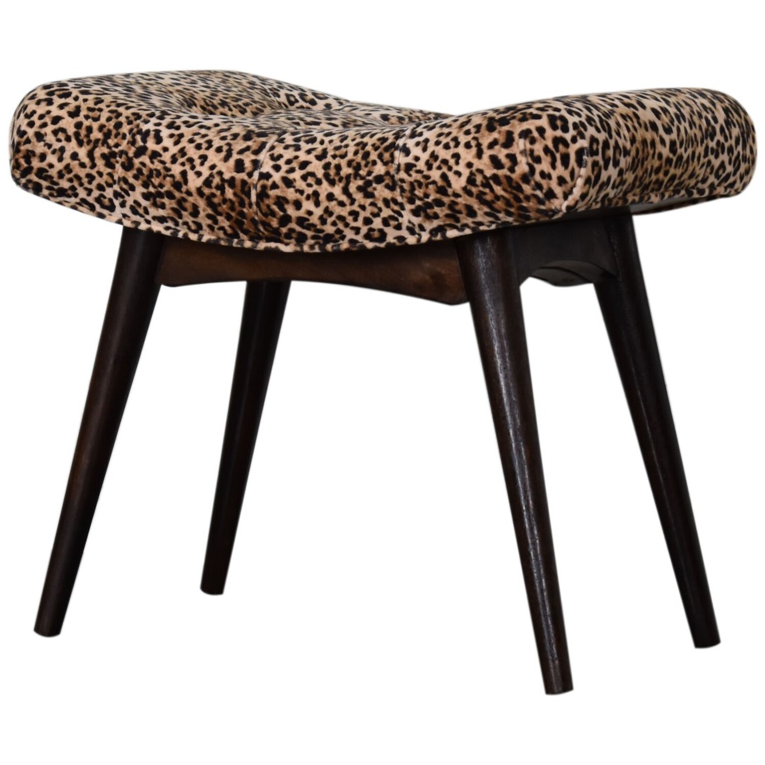 Modern Hand Crafted Leopard Print Curved Bench