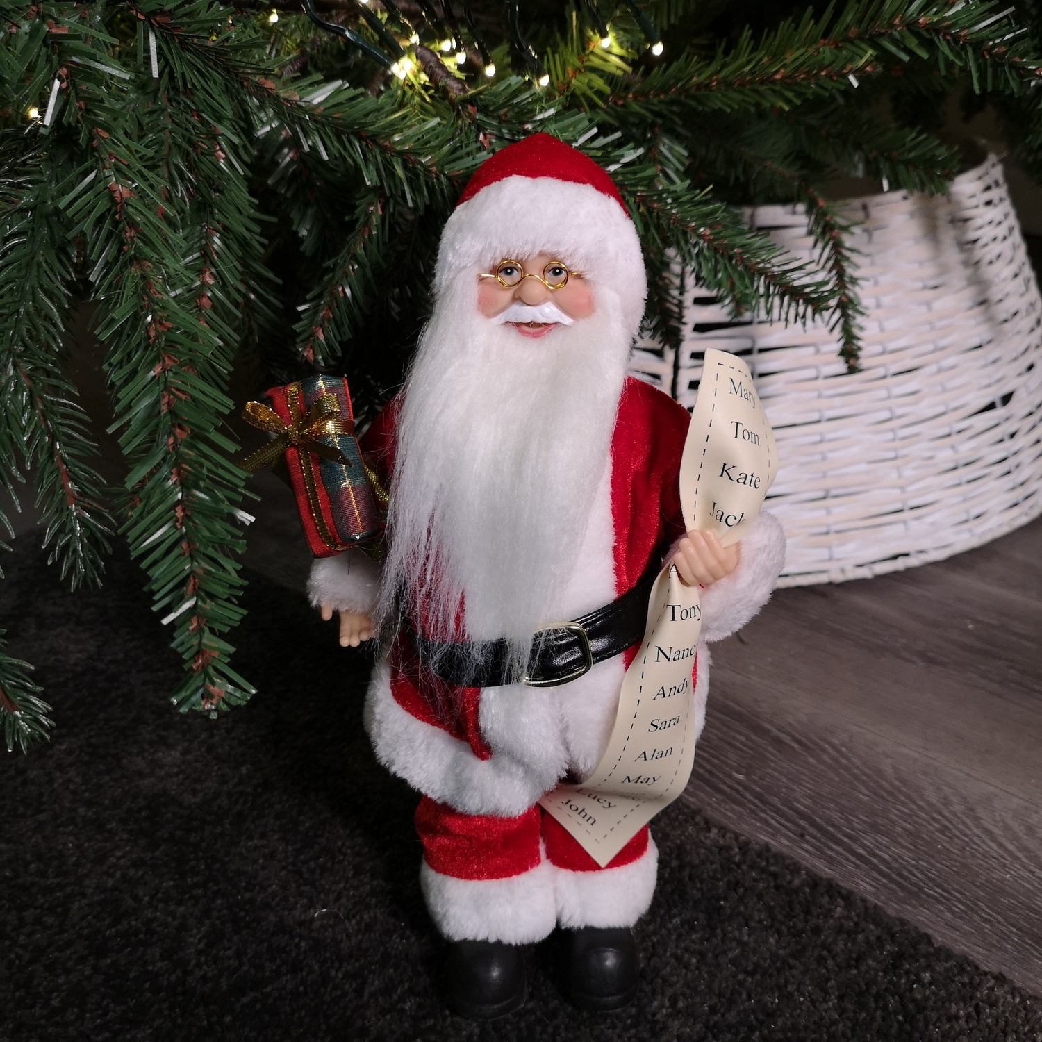 Standing Father Christmas with Gifts List of Names