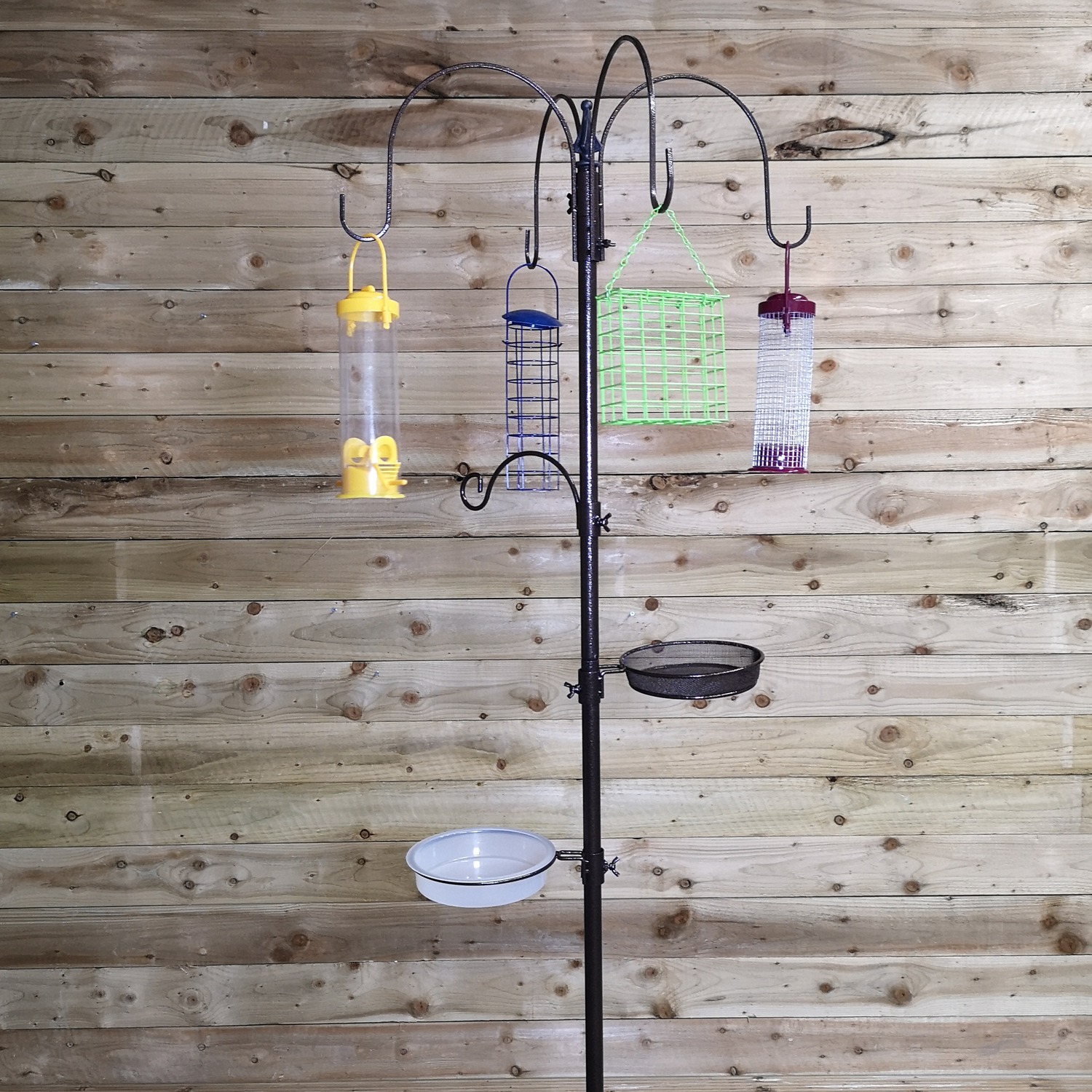 8ft (2.4m) Kingfisher Deluxe Bird Feeding Station with Feeders and Dishes