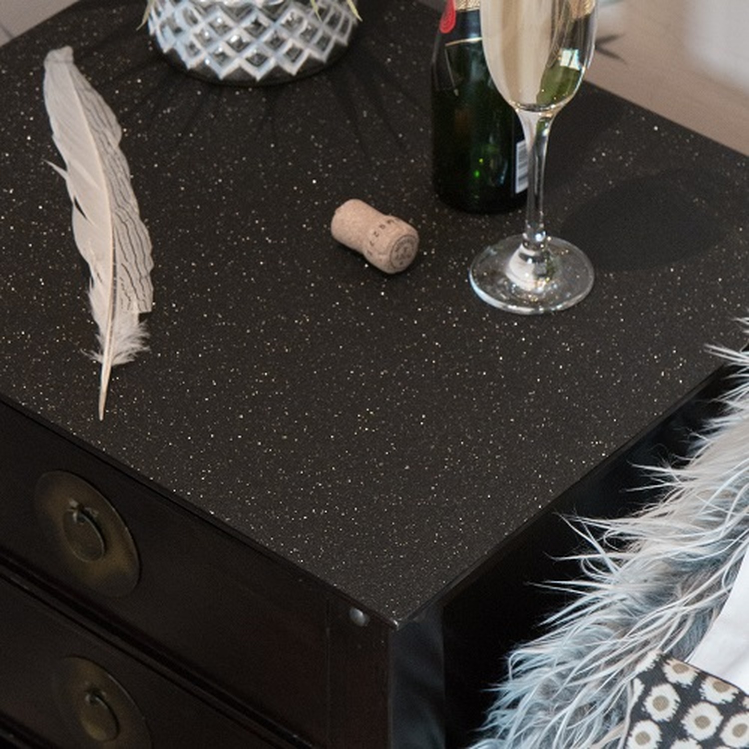 dc fix Glitter Black Self Adhesive Vinyl Wrap