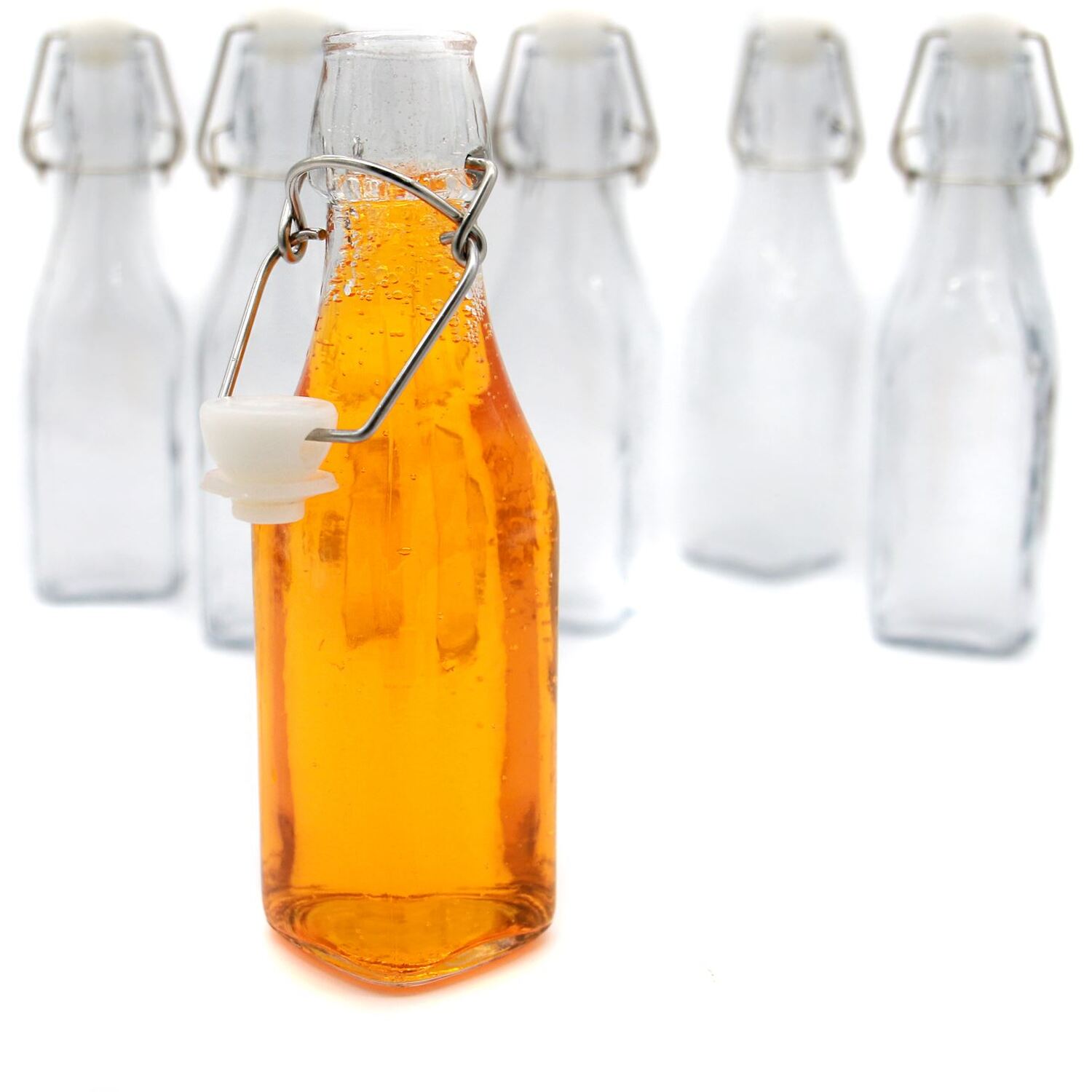 Set of 6 Clip Top Preserve Airtight Glass Kitchen Bottles 250ml