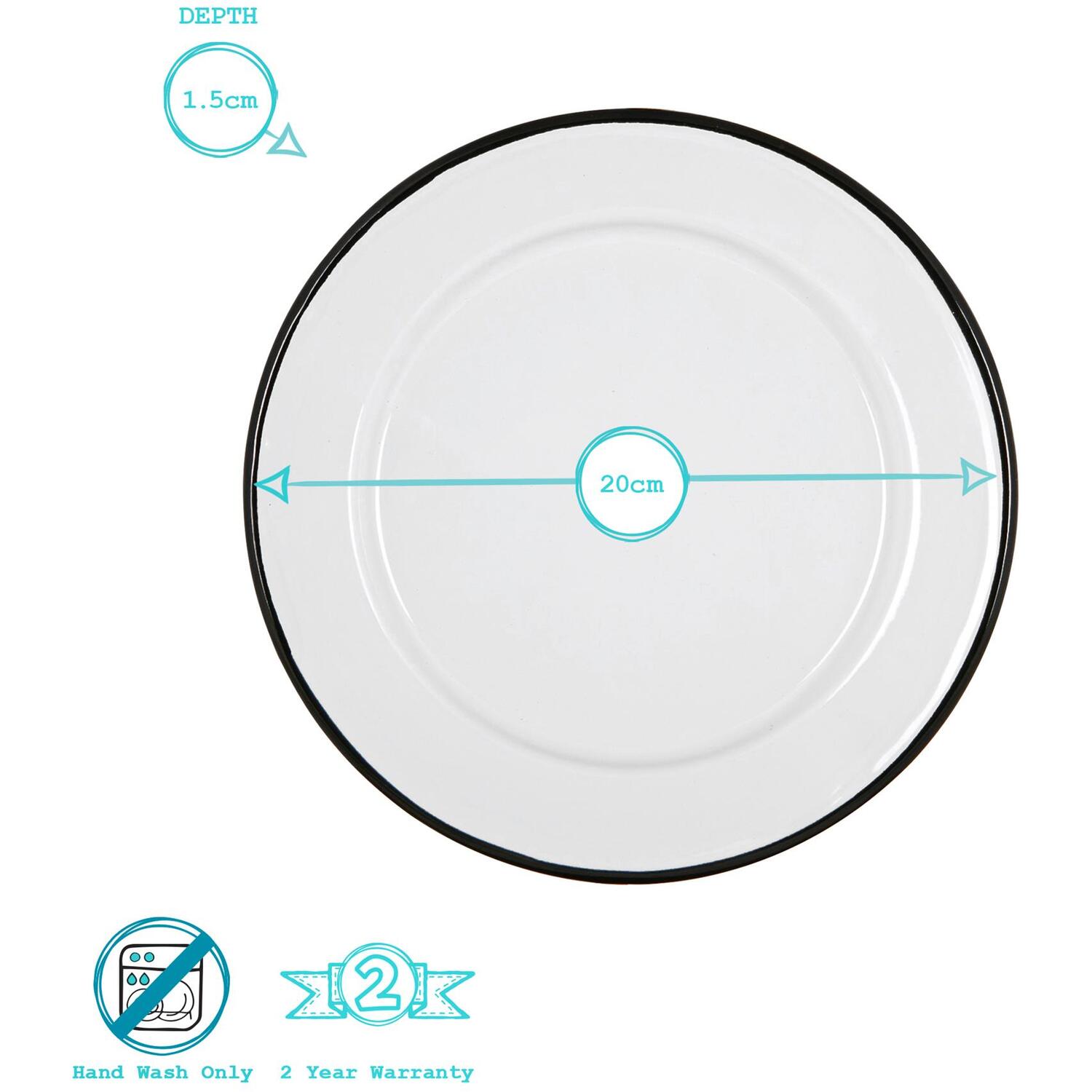 20cm White Enamel Side Plates Pack of 12