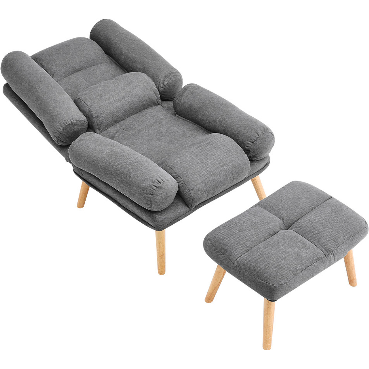 Lazy Relax Lounge Fabric Recliner Chair with Footstool
