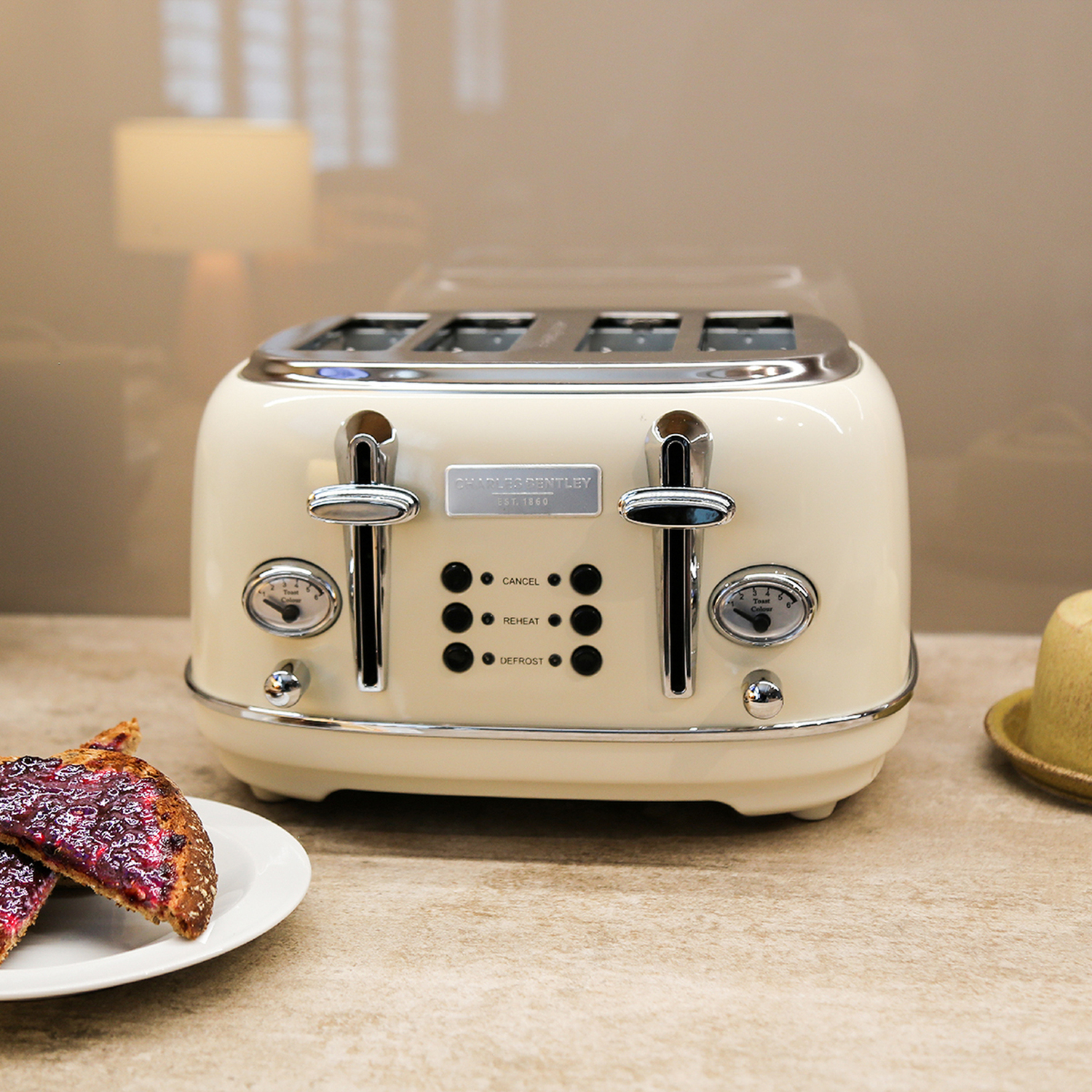 4 Slice Stainless Steel Toaster including Tray