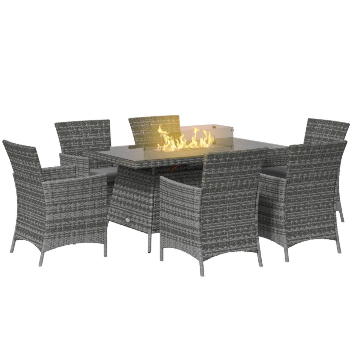 Corfu 7 Piece Firepit Table Set