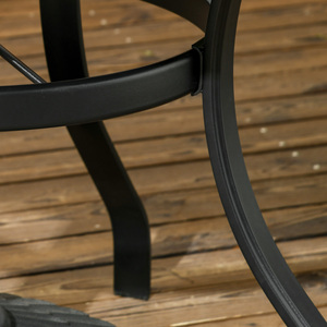 Slatted Metal Plate Tabletop Garden Table with Parasol Hole, Black
