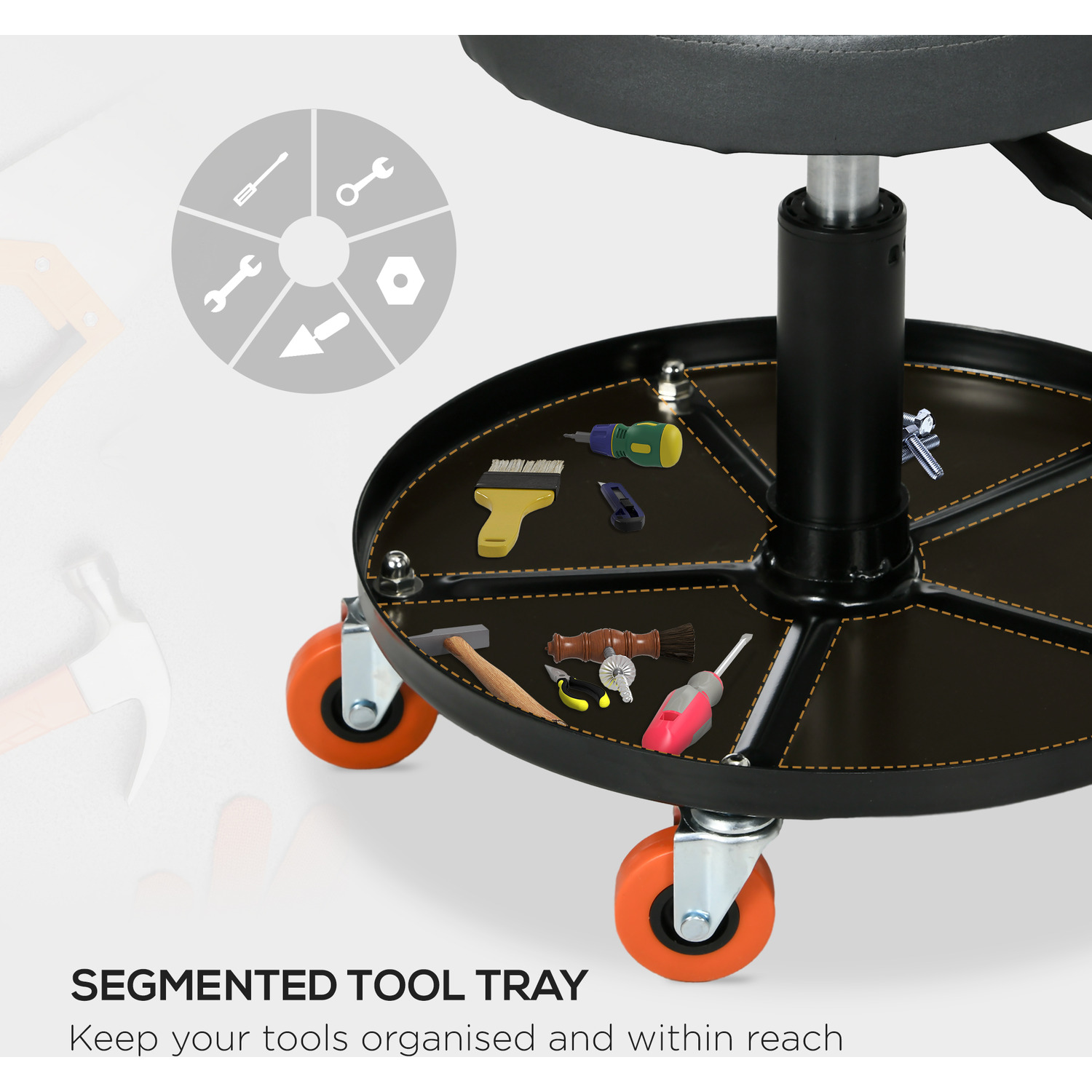 HOMCOM Pneumatic Adjustable Workshop Stool