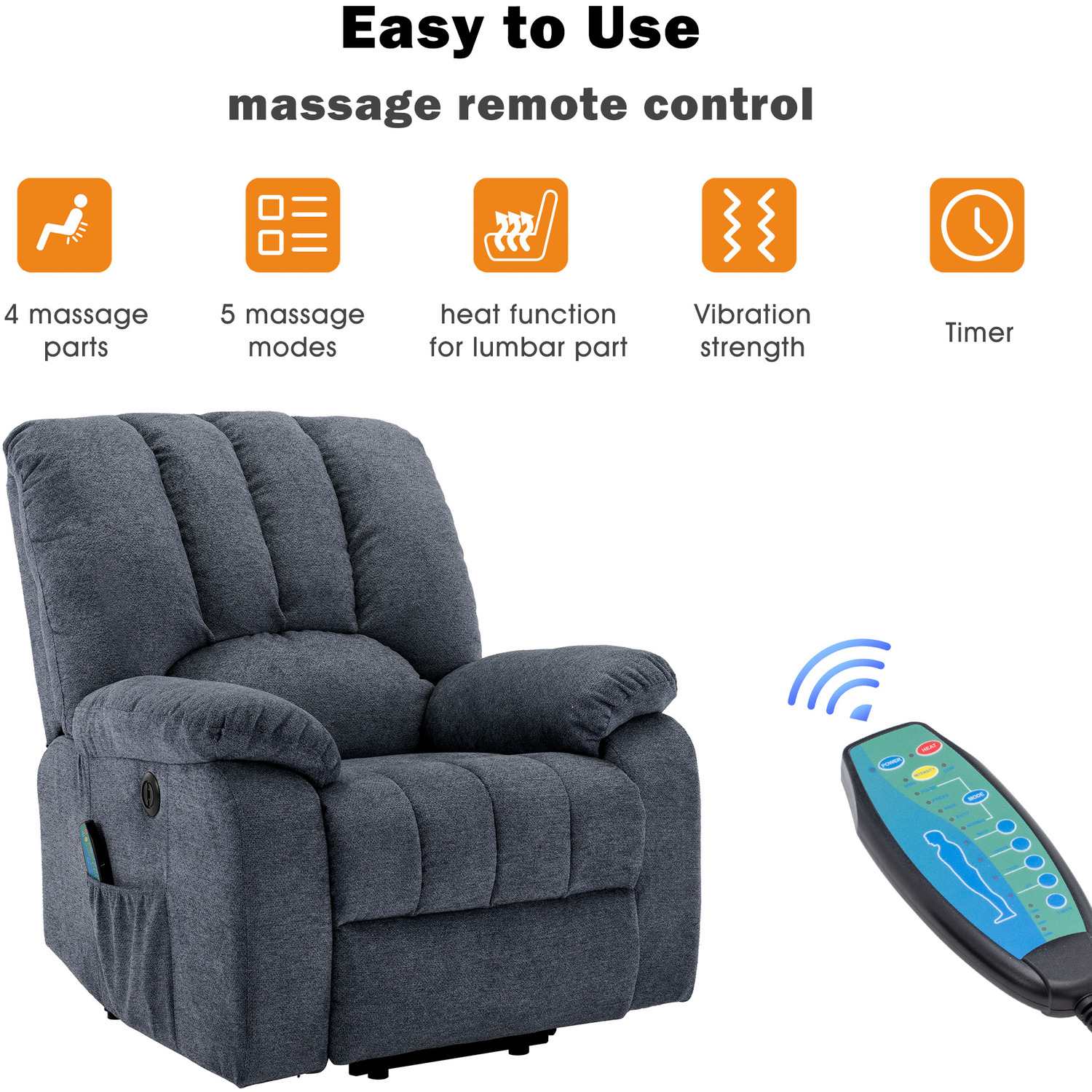 Electric Power Lift Recliner Chair with Massage, Heat and USB Ports