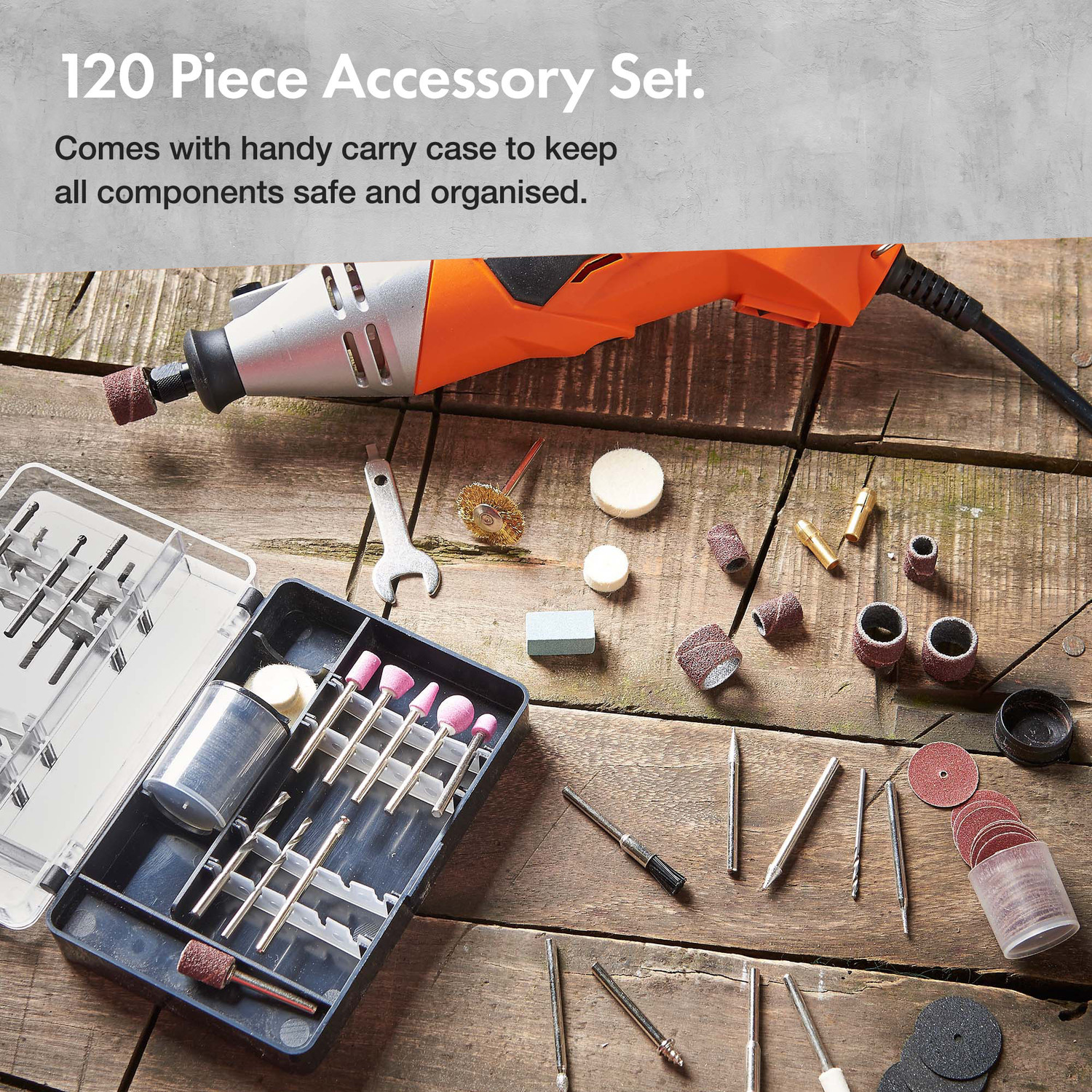 120 Piece Rotary Tool with Storage Case