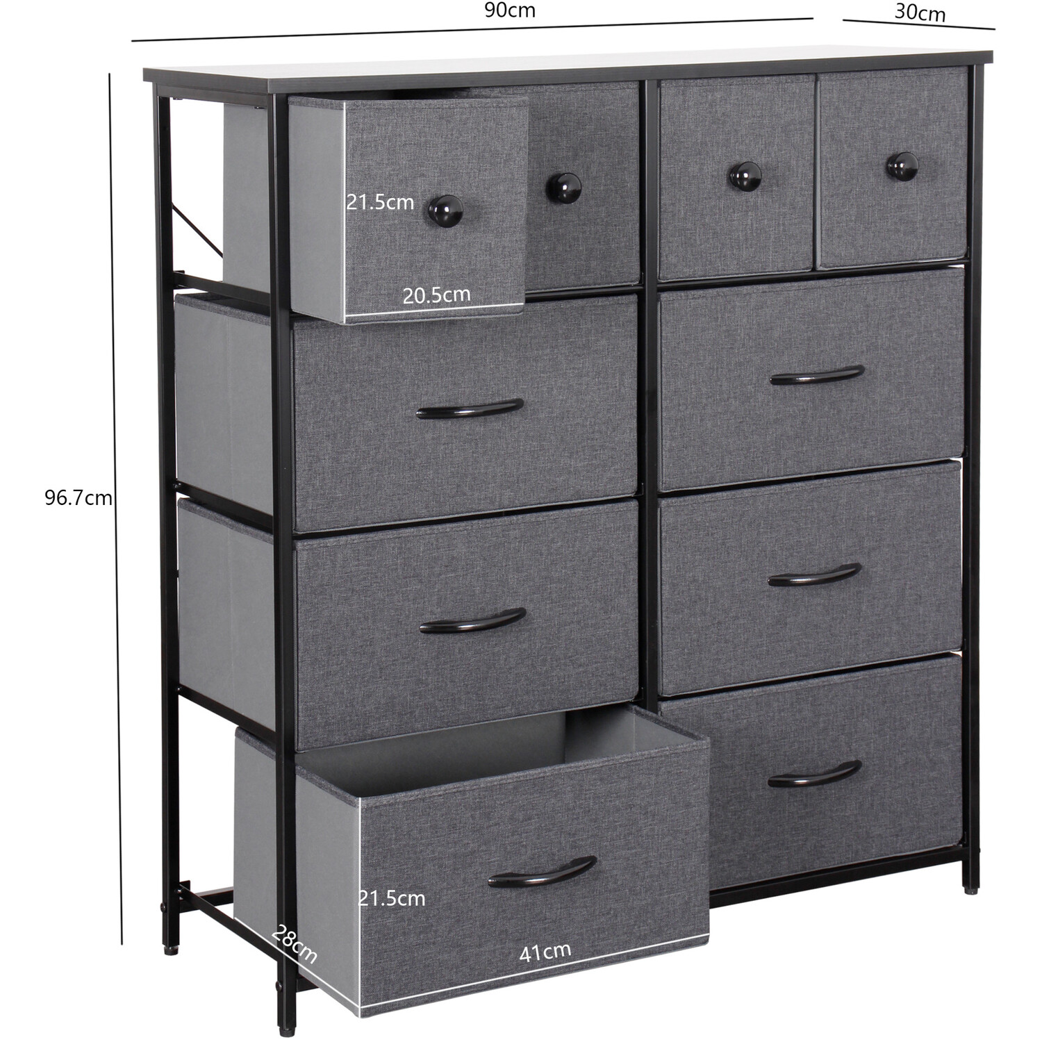 Chest Of Drawers with Metal Frame 10 Large Deep Fabric Drawers ...