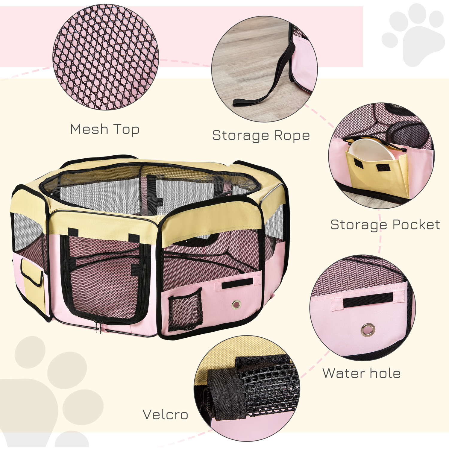 Pink Fabric Pet Playpen