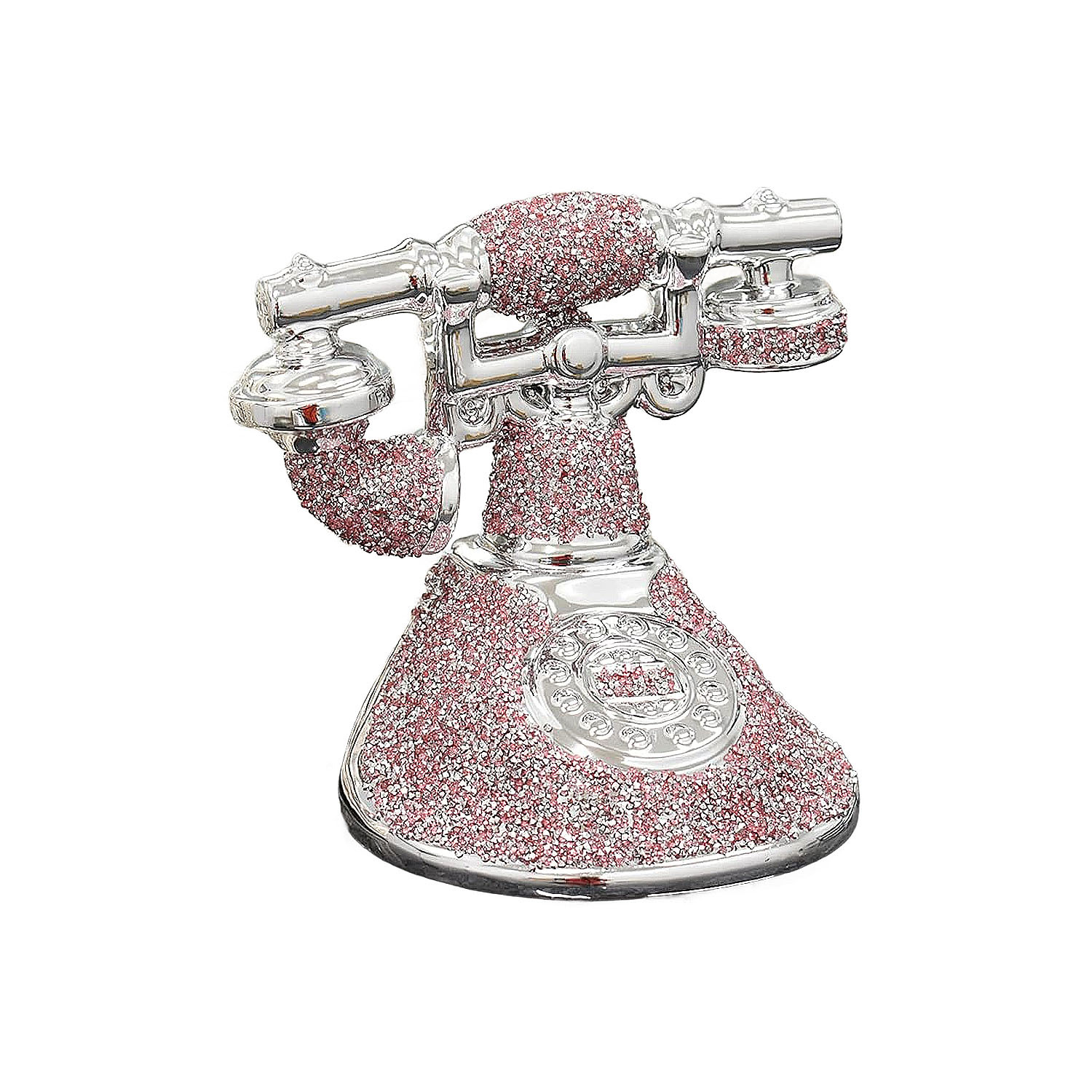 Romany Crushed Diamond Telephone Crystal Shelf Ornament Pink