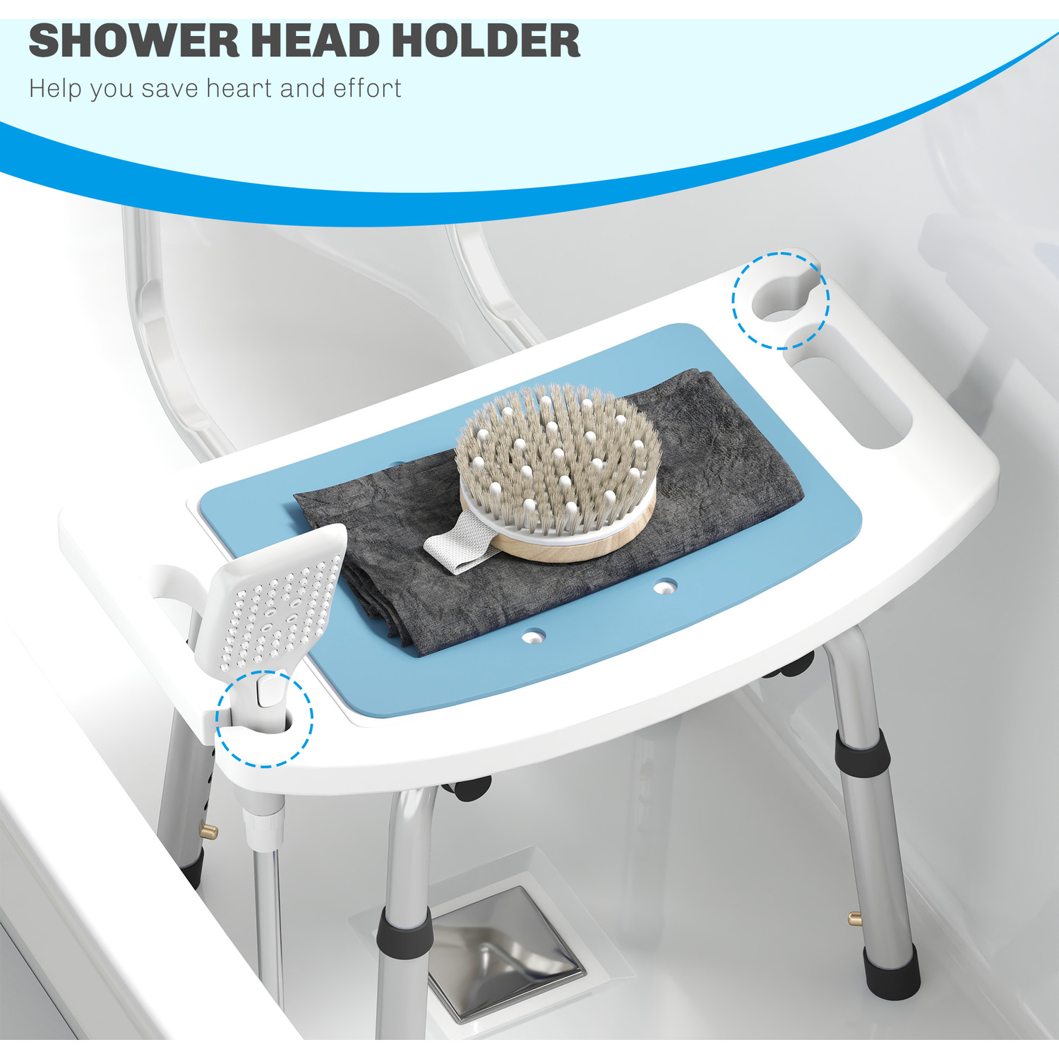 HOMCOM 6 Level Height Adjustable Shower Chair