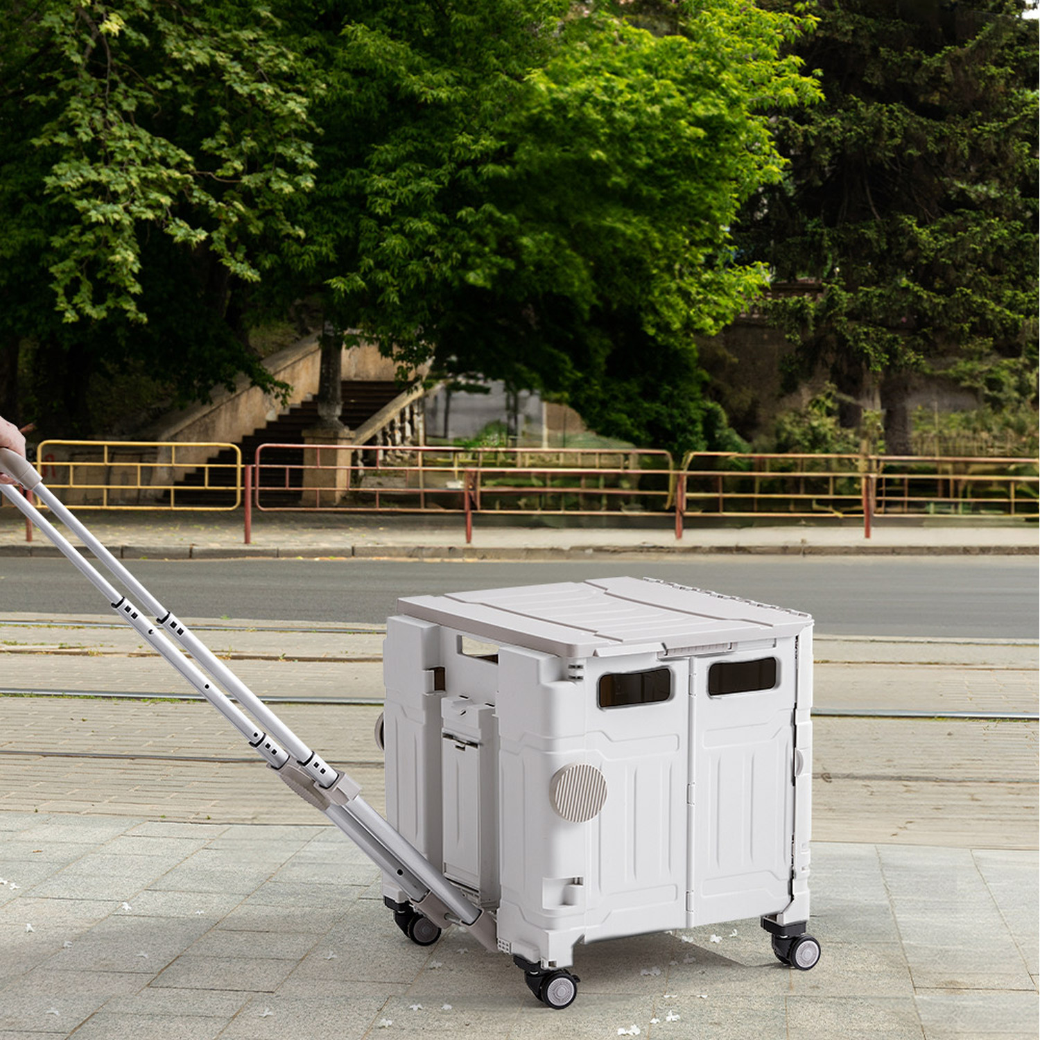 Folding Shopping Trolley with Adjustable Handle