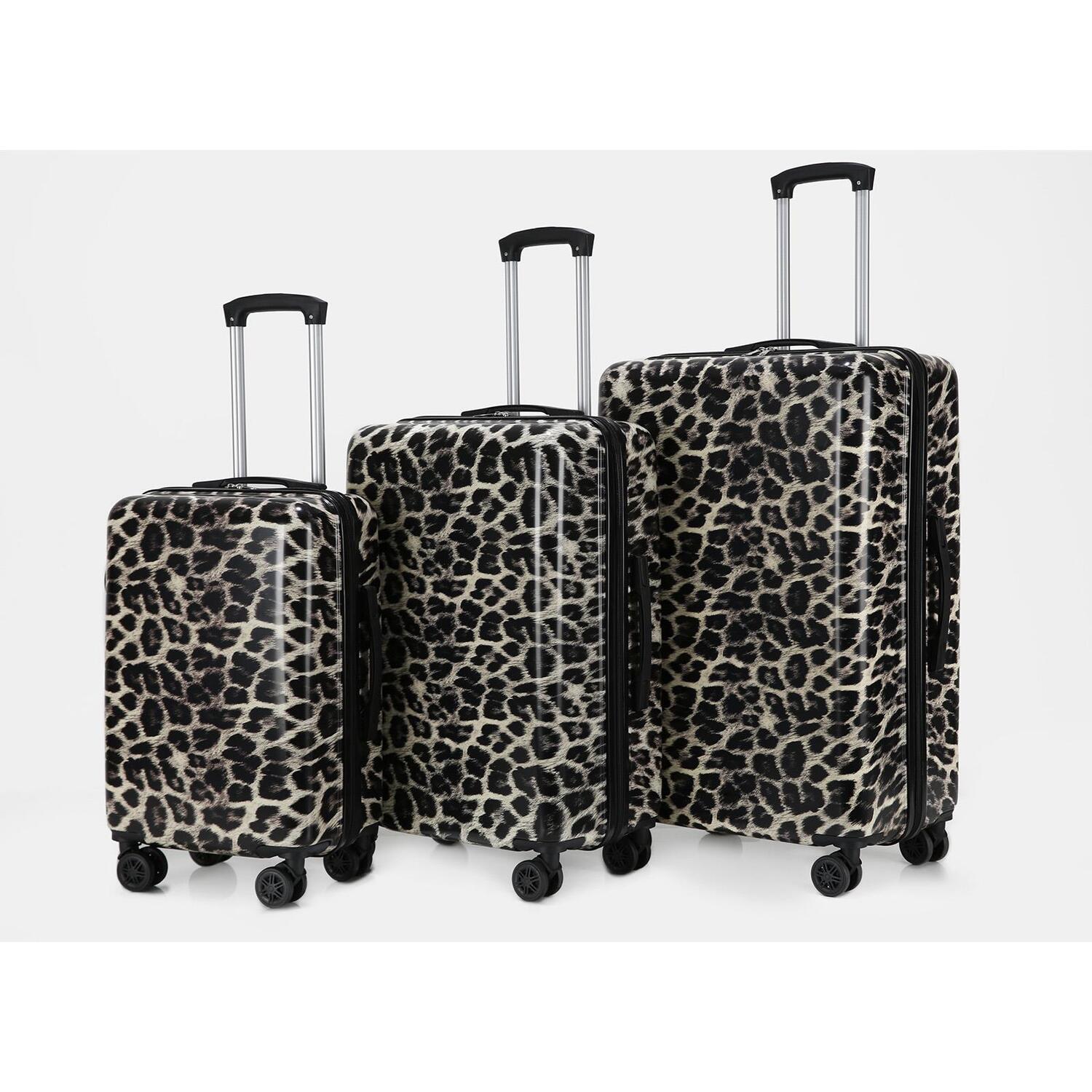 3 Piece Set Of Leopard Travel Suitcases