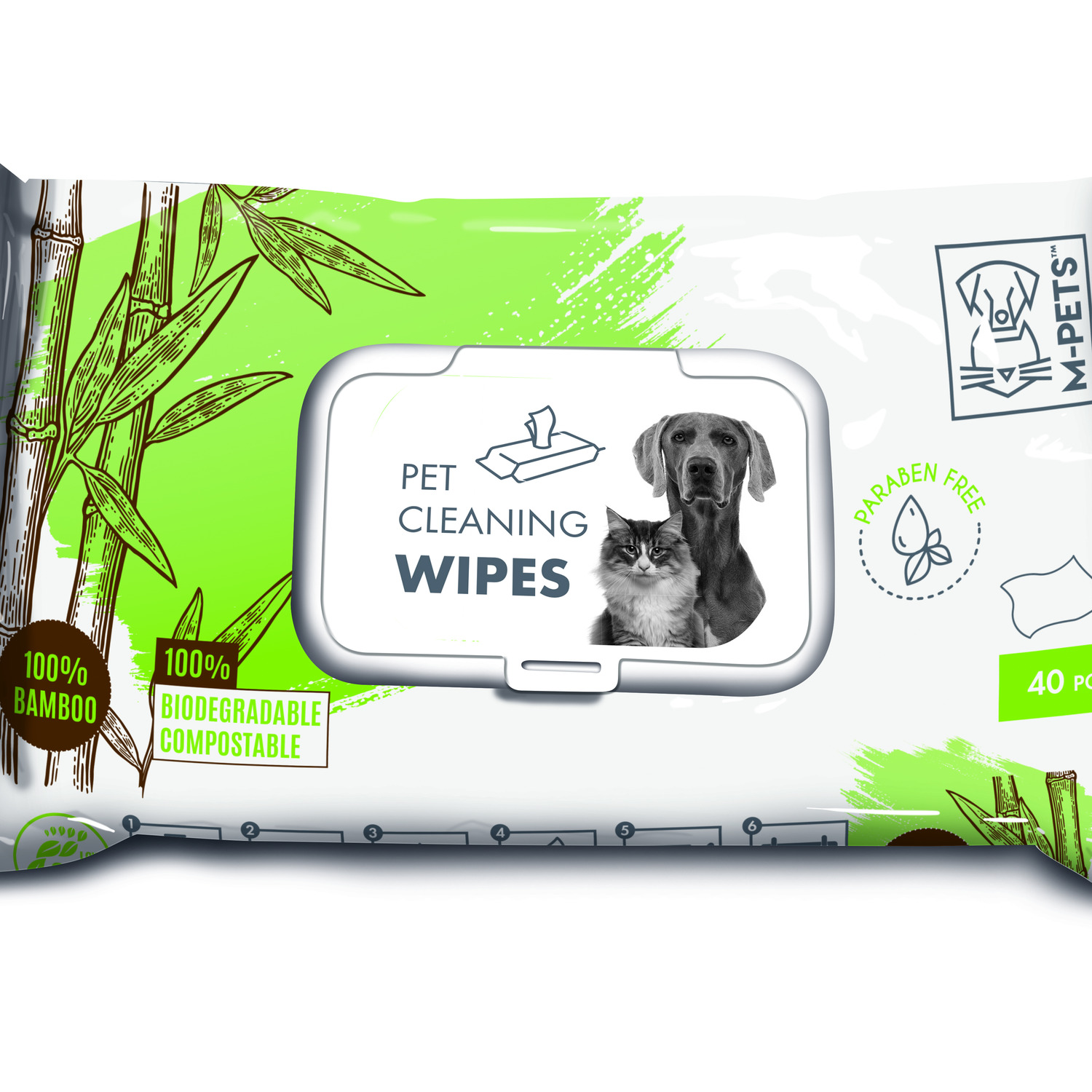MPets Pet Cleaning Wipes Bamboo 40 wipes
