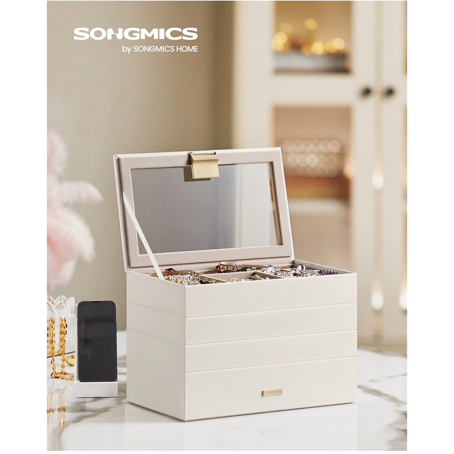 SONGMICS Stackable Jewellery Trays, 4-Tier Jewellery Box