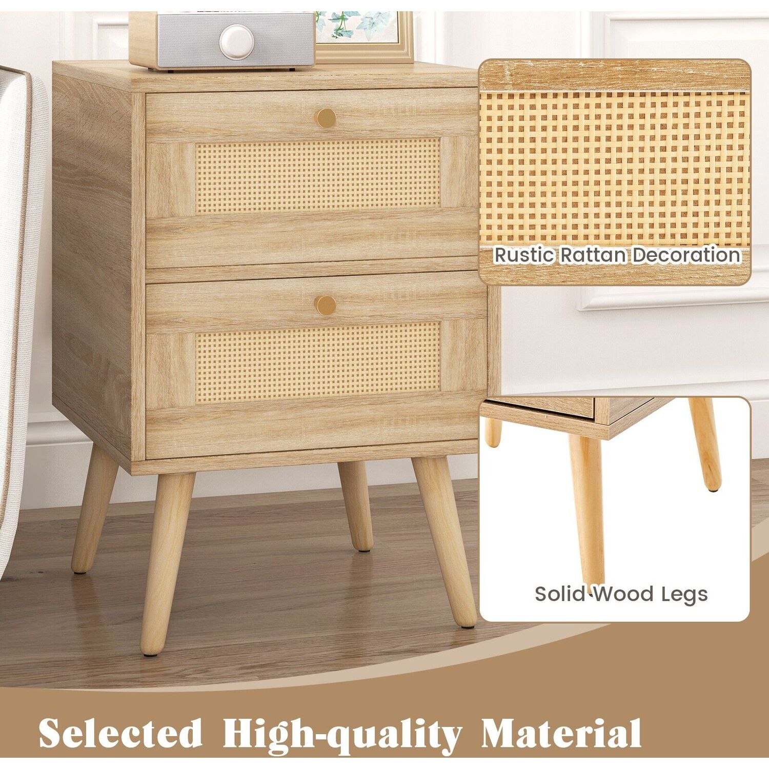 Boho Accent Bedside Table