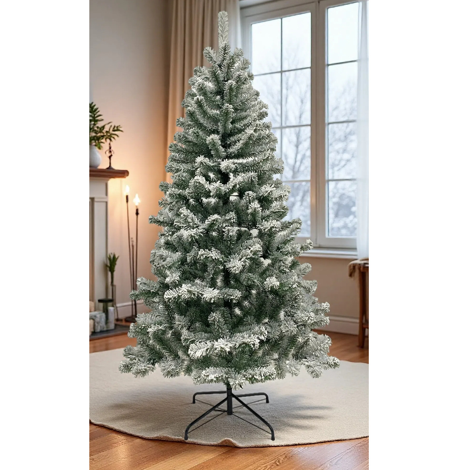 6FT Premium Snow Filled Grand Fir Full Artificial Christmas Tree