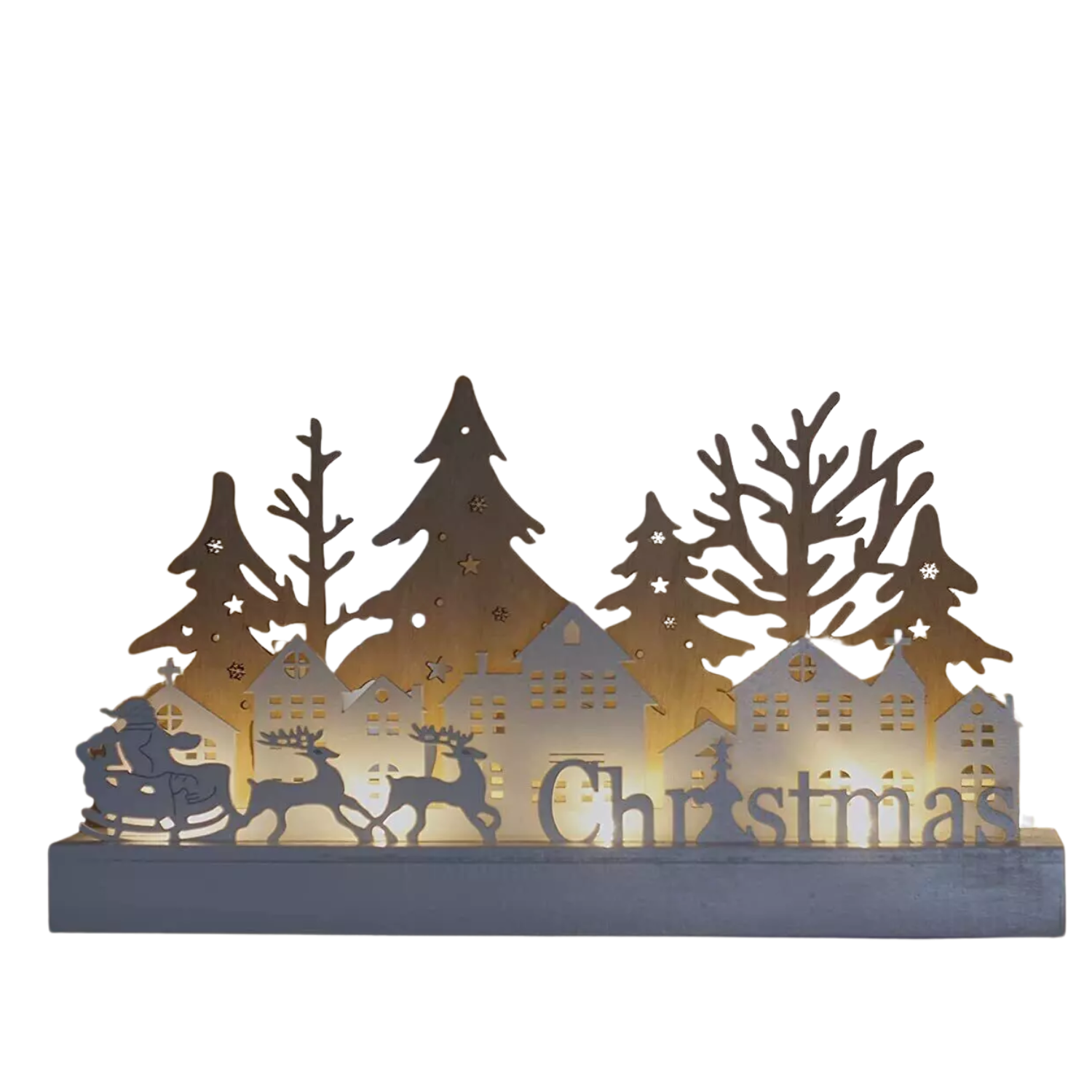 Christmas Wooden LED Sign Decoration