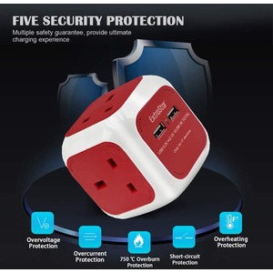 Power Cube 4 Ways Sockets 2 x USB Charger 5V 1.5m