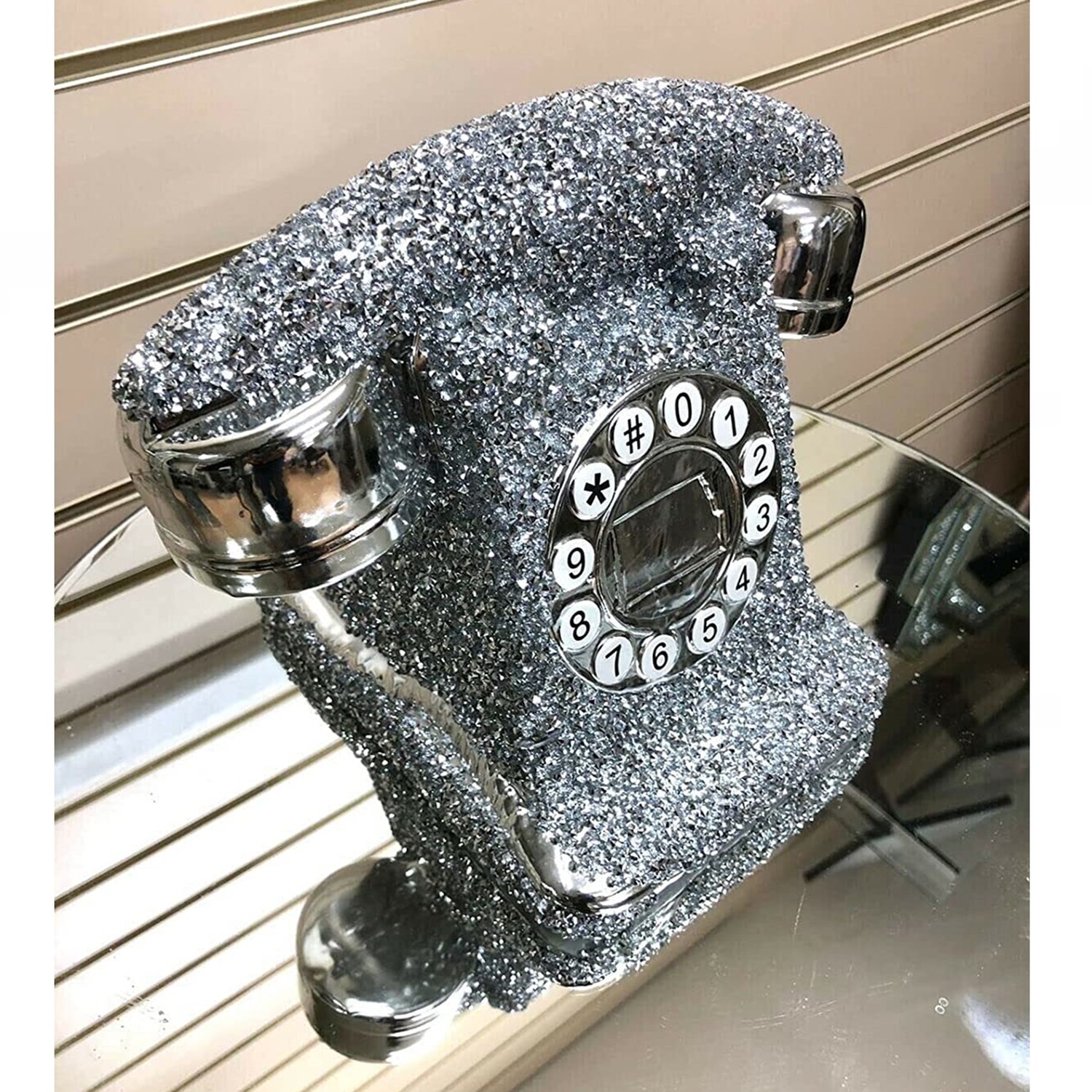 Crushed Diamond Telephone Crystal Shelf Ornament