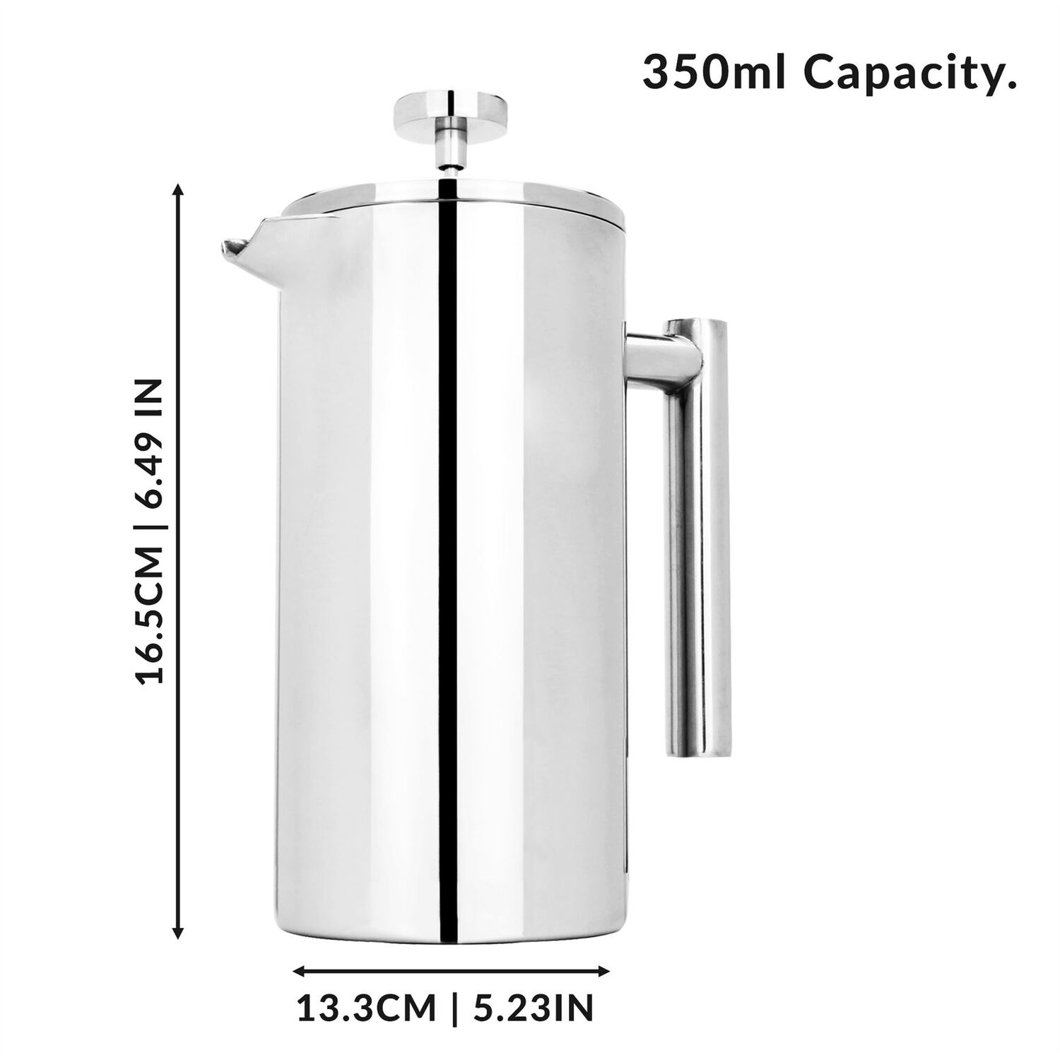 French Press Cafetiere Steel Coffee Maker FREE Filters and Spoons 350ml
