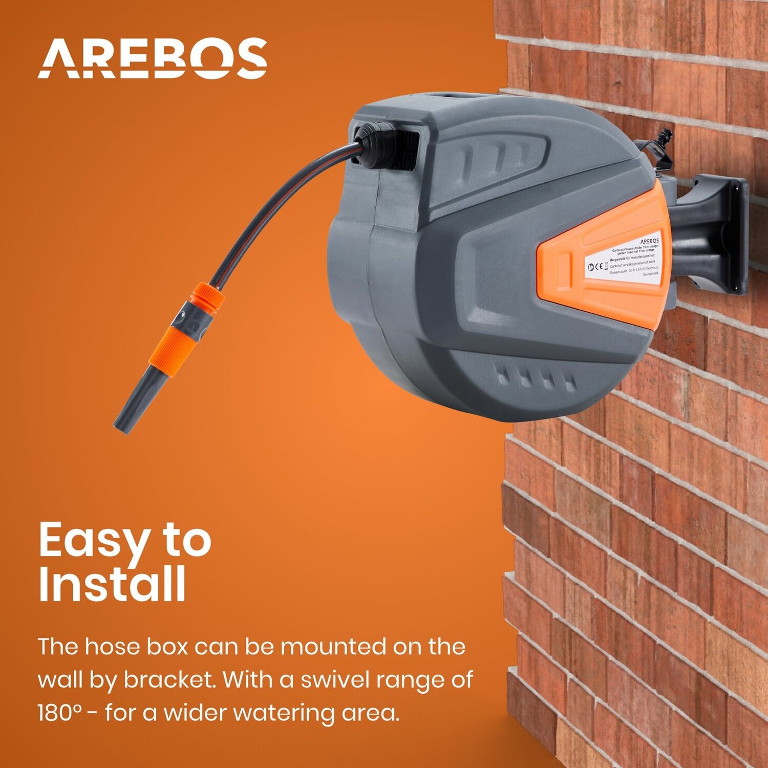 20 Metre Wall Hose Reel with Locking Stop