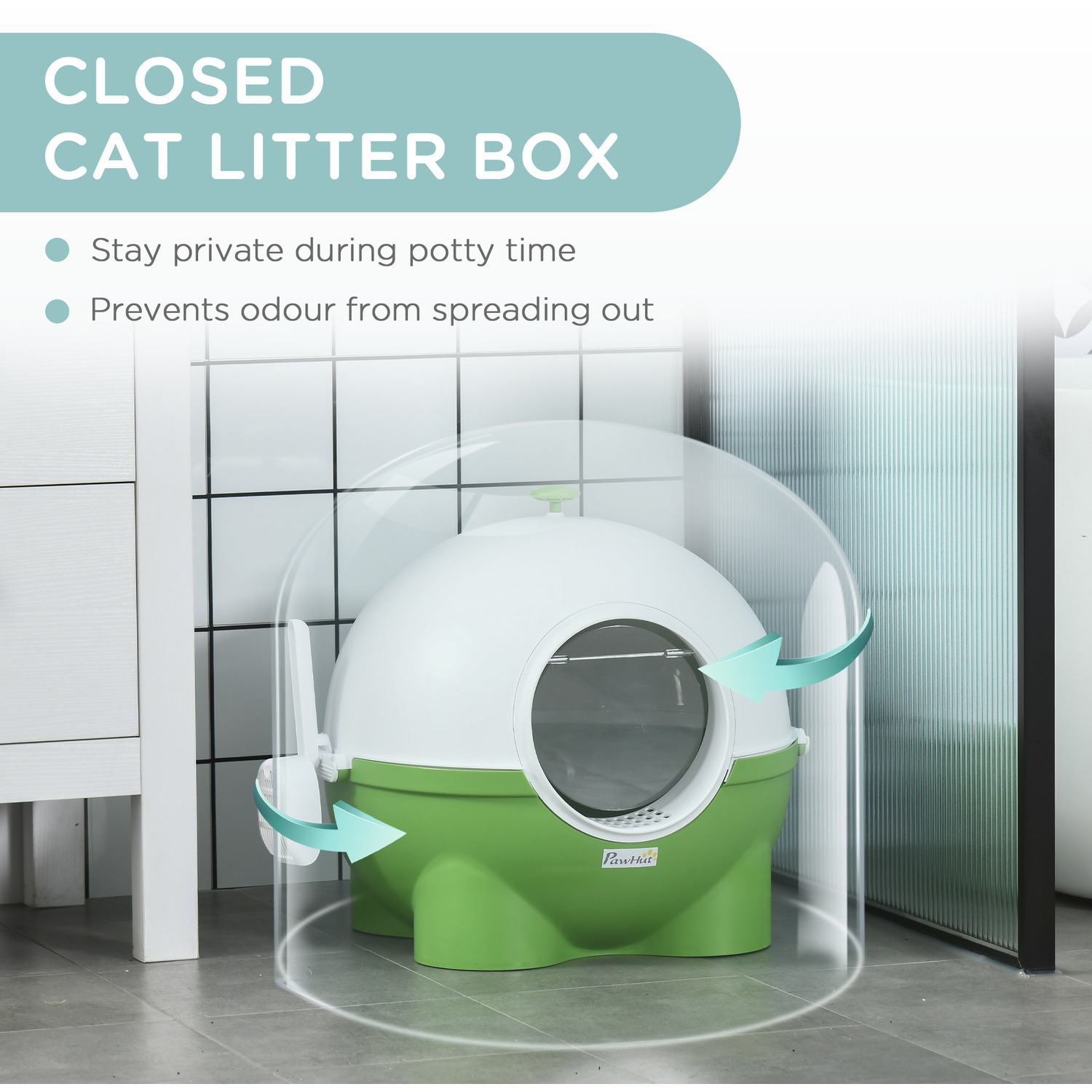 Large Cat Litter Box with Scoop, Front Entrance