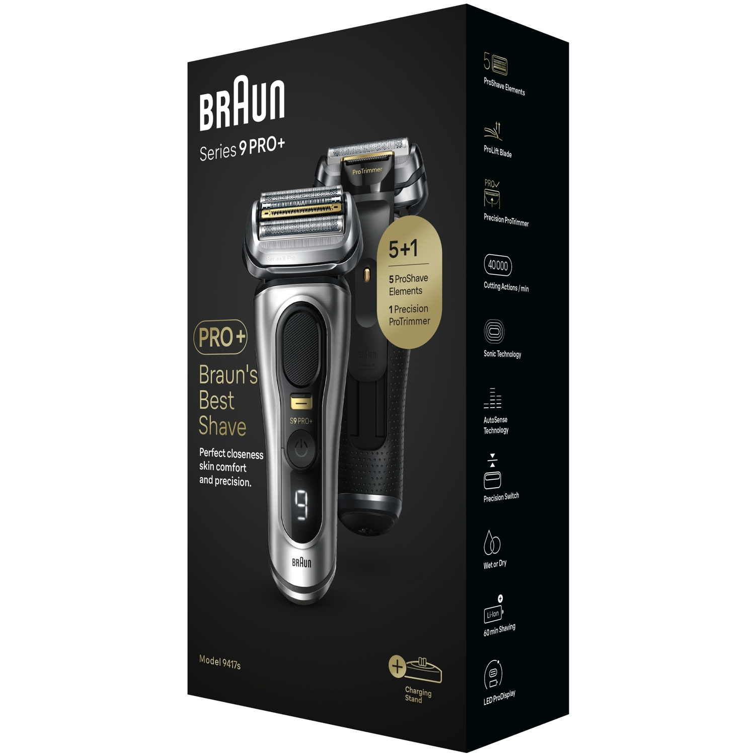 Braun Series Series 9 PRO Electric Shaver, Charging Stand, Wet Dry, 9417s