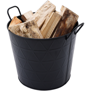 Yew Fireside Log Bucket Contemporary Design Iron Matte