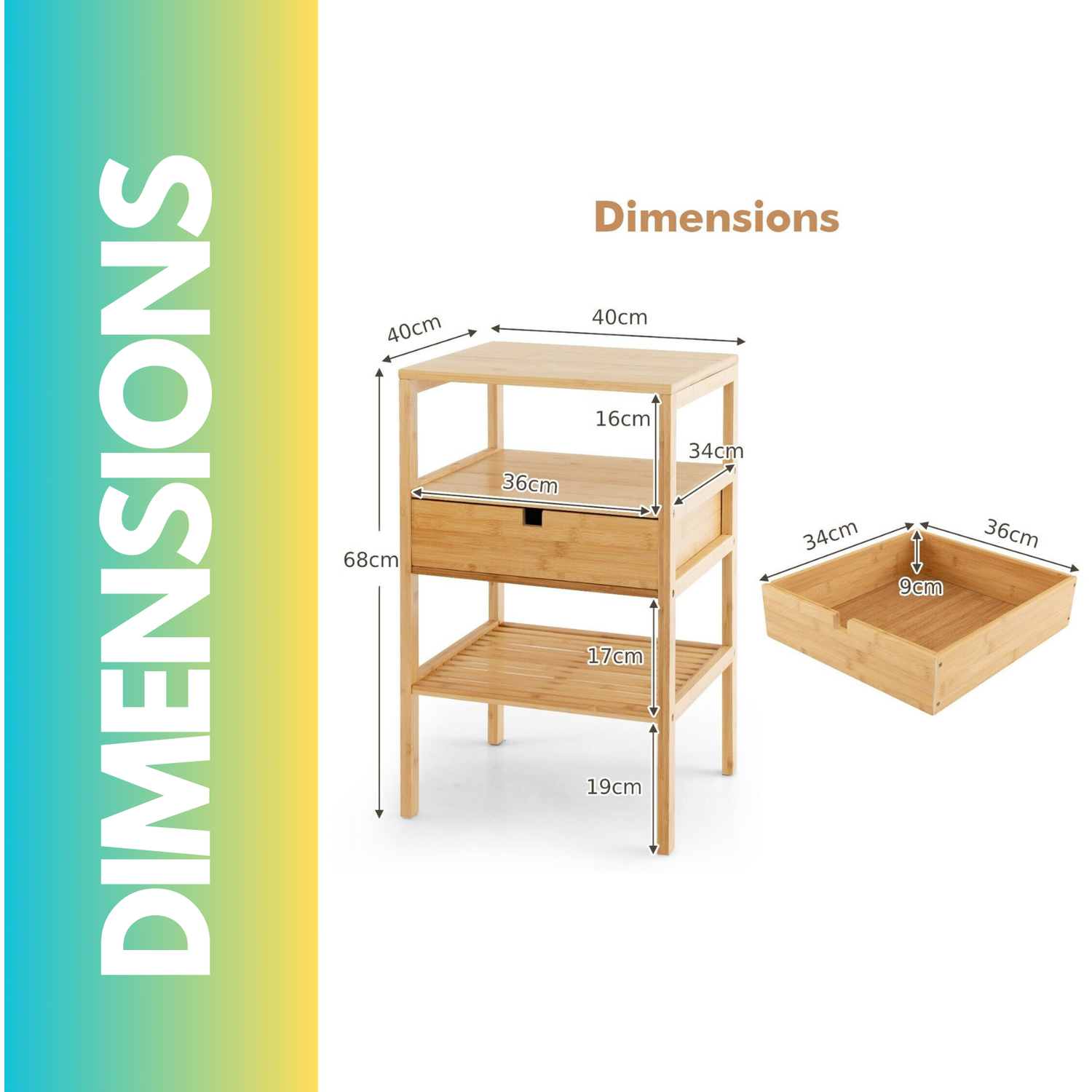 Bamboo Bedside Table With Drawer Shelf Bedroom Furniture