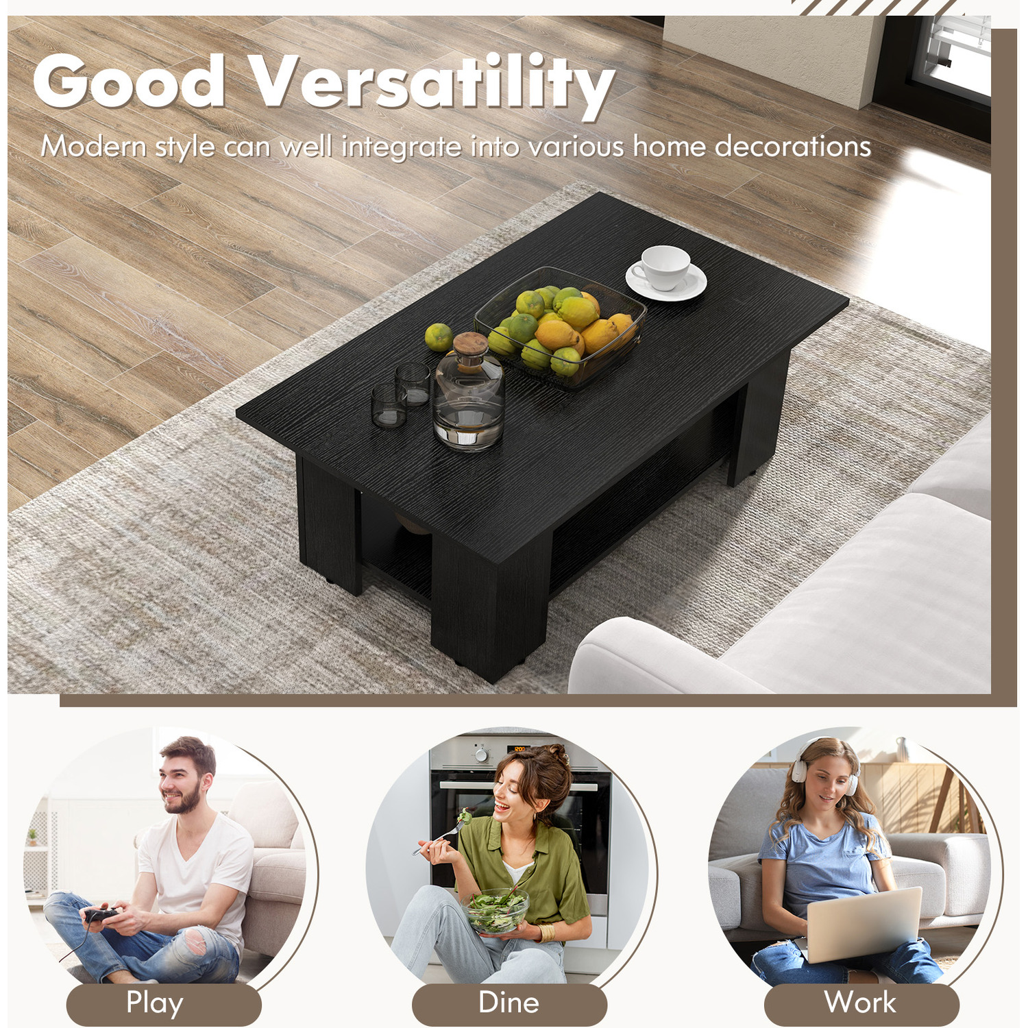 2-tier Modern Coffee Table Center Cocktail Table