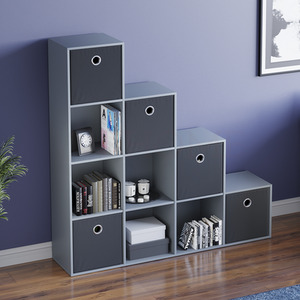 Durham 10 Cube Staircase Storage Unit - Set of 5 Black Baskets