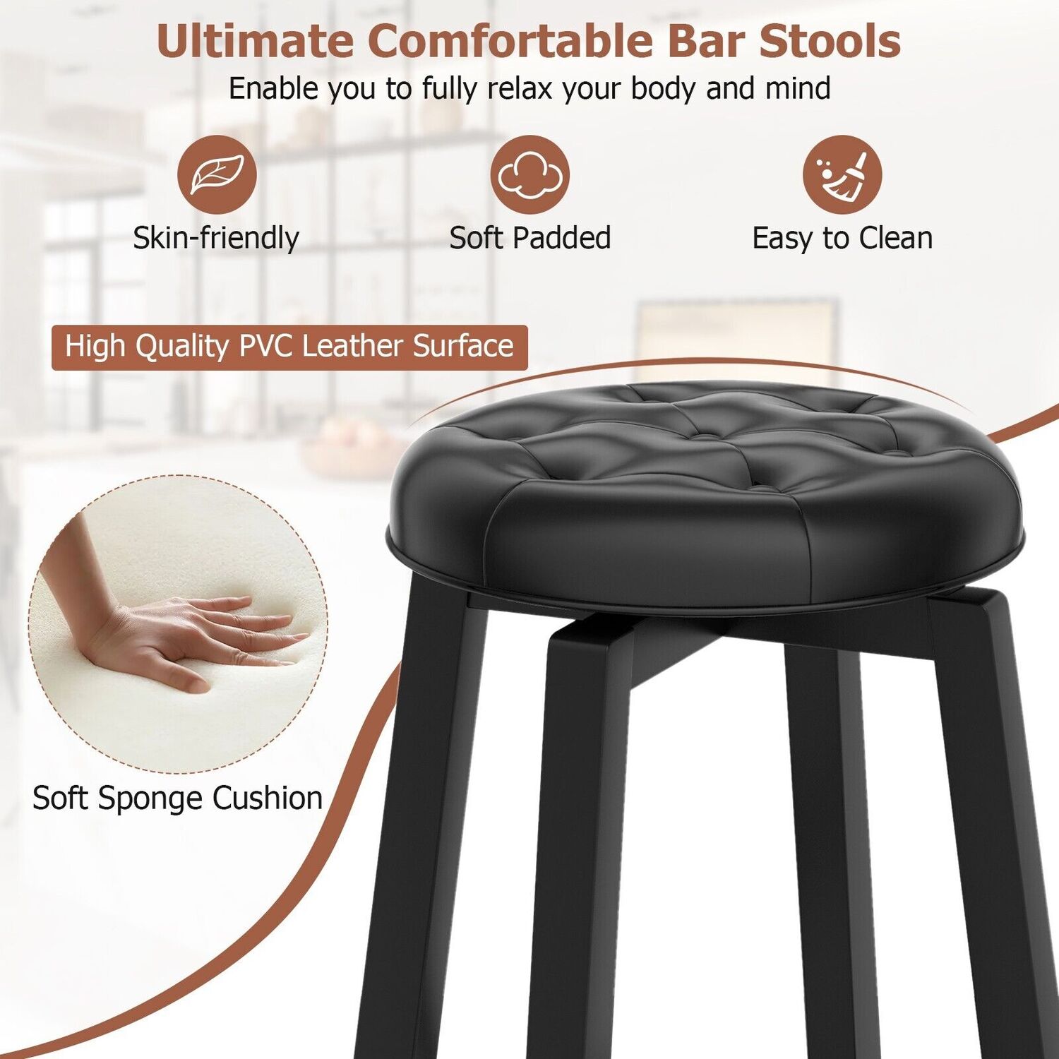 Counter Height Stools Swivel Bar Stool Set of 2