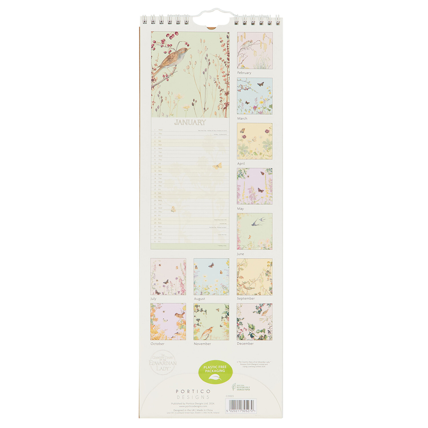 2025 Country Diary Edwardian Slim Calendar
