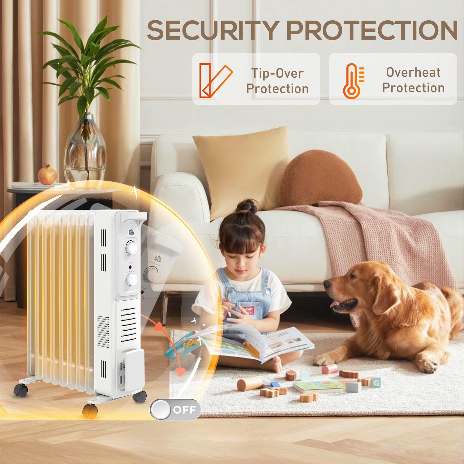 HOMCOM Electric Heater Energy Efficient Portable for Home