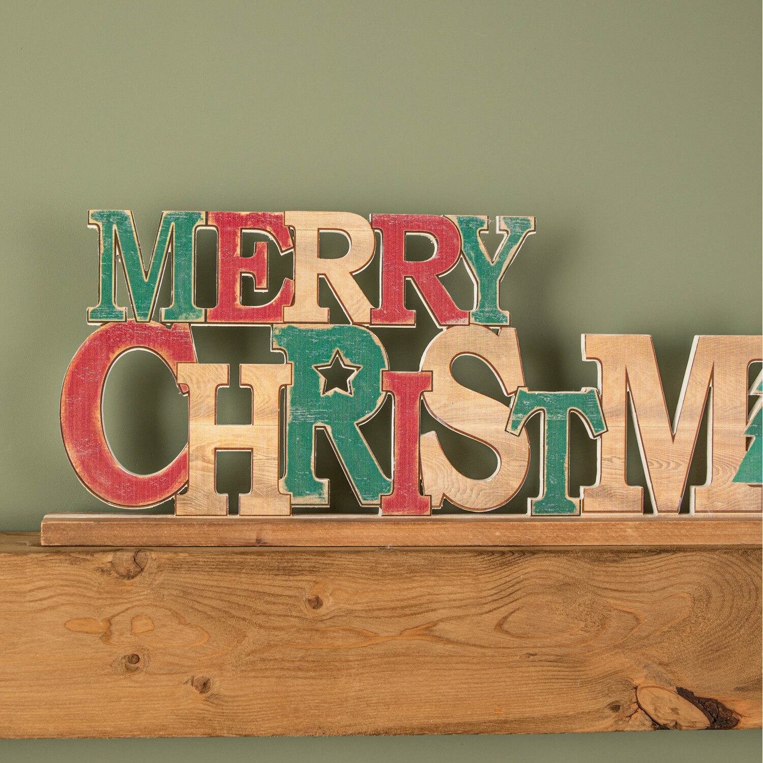 Wooden Merry Christmas Table Top Sign