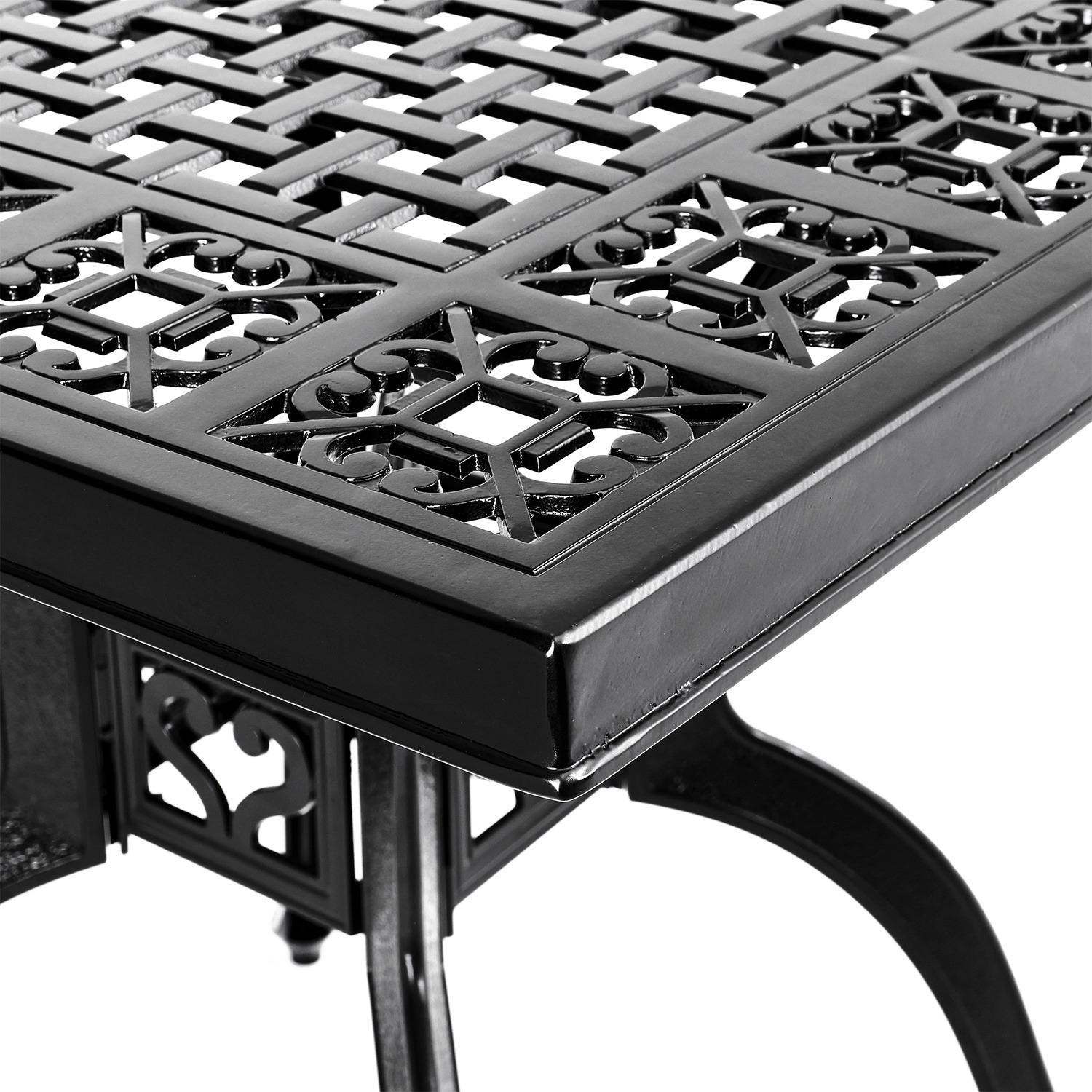 Outdoor Cast Aluminium Garden Dining Table With Parasol Hole