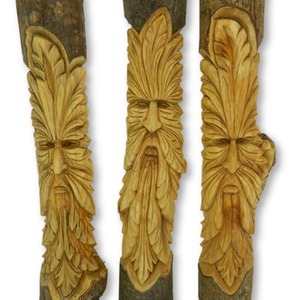 Hand Carved Half Tree Log - Old Man of The Woods 100cm
