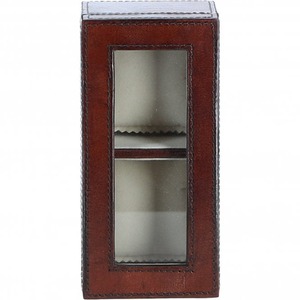 Premium Leather Double Watch Case with See-Through Lid