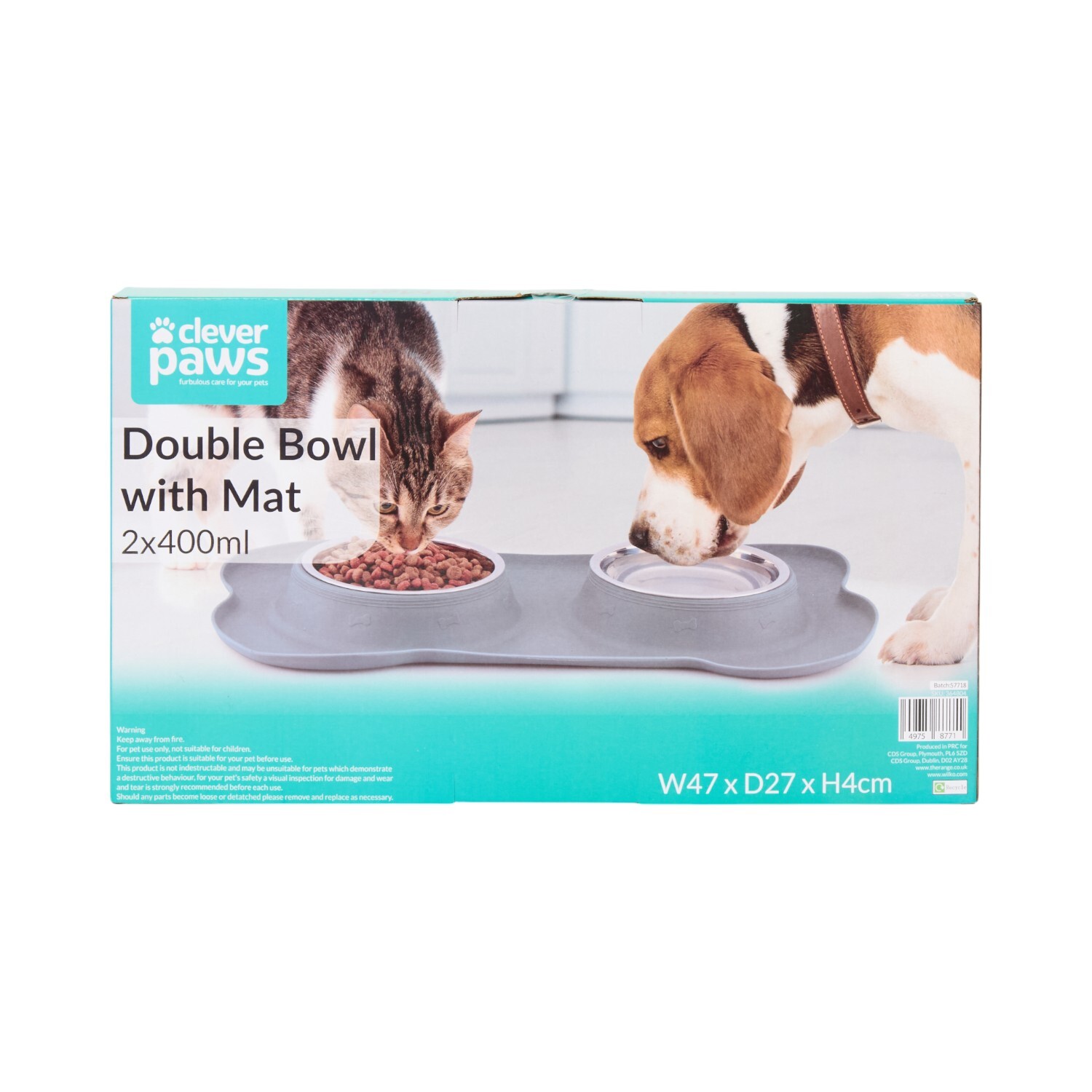 Clever Paws Double Bowl with Mat